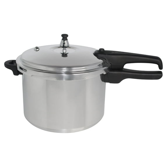 Mirro 6-Quart Heavy-Gauge Aluminum Pressure Cooker, Silver/Black ...