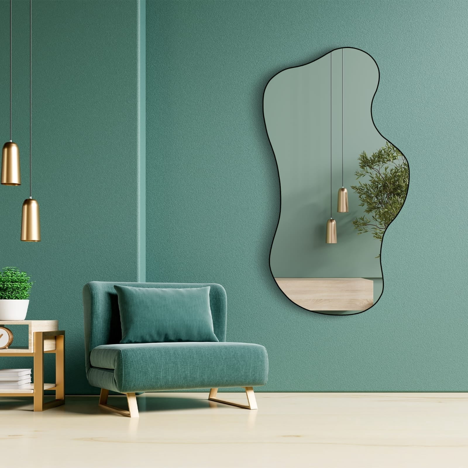 Mirrona Asymmetrical Irregular Modern Decorative Mirror - 46 x 26 ...