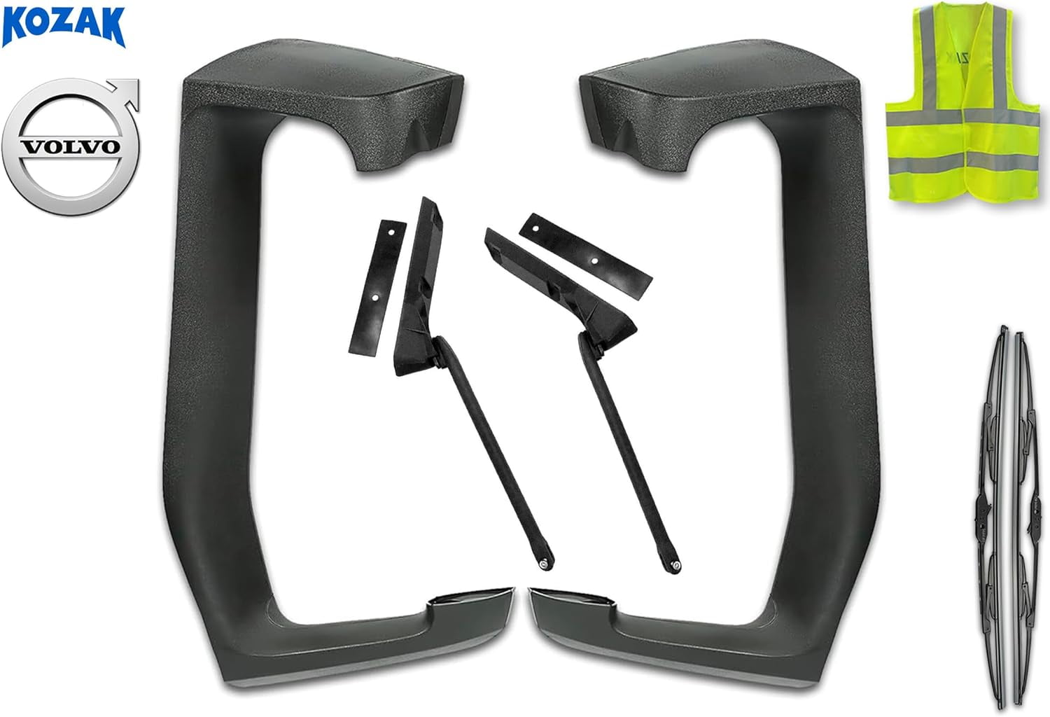 Mirror Arm Covers with Support Brackets Set Compatible with Volvo VNL ...