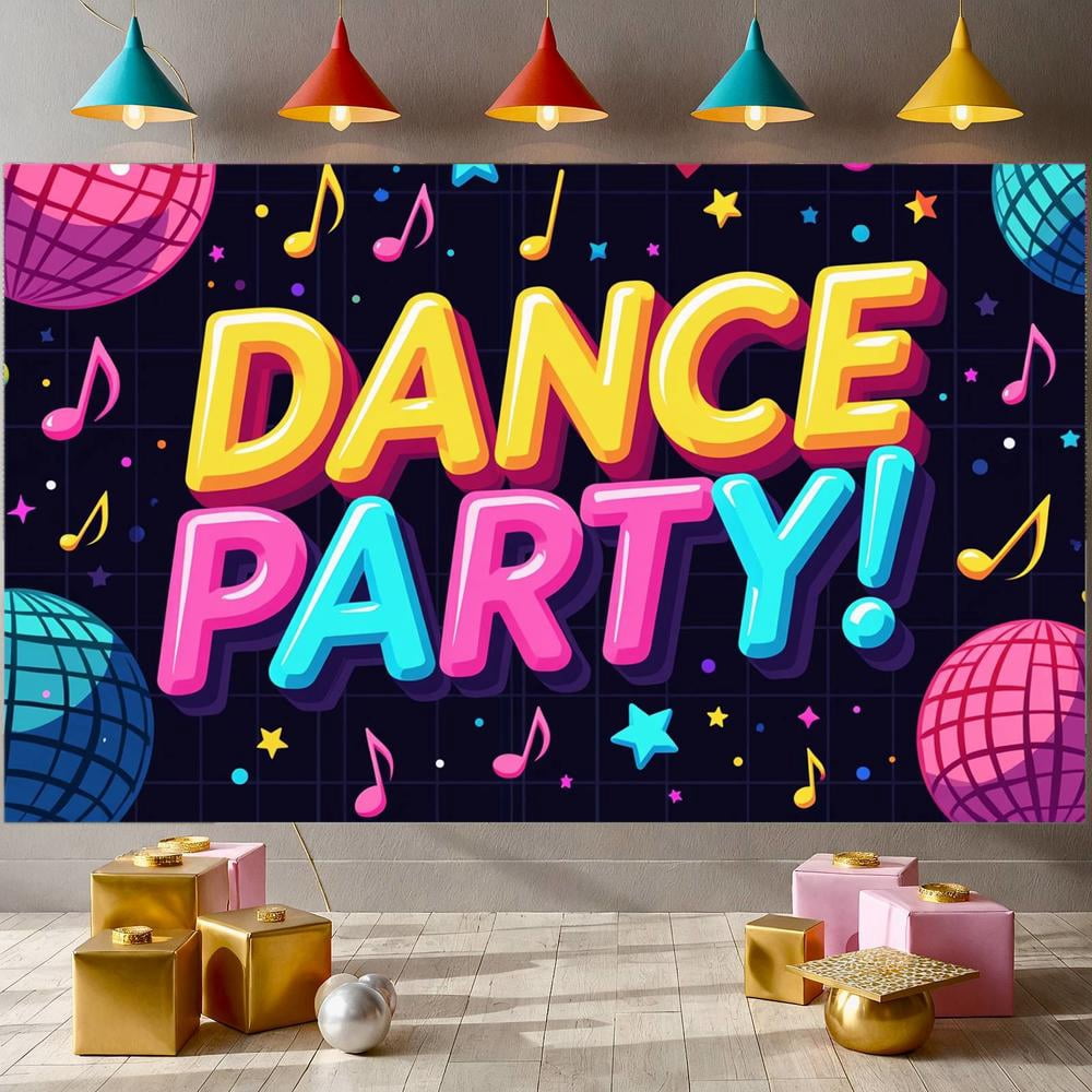 Mirror Ball Design Disco Party Banner Colorful Lights Party Banner ...