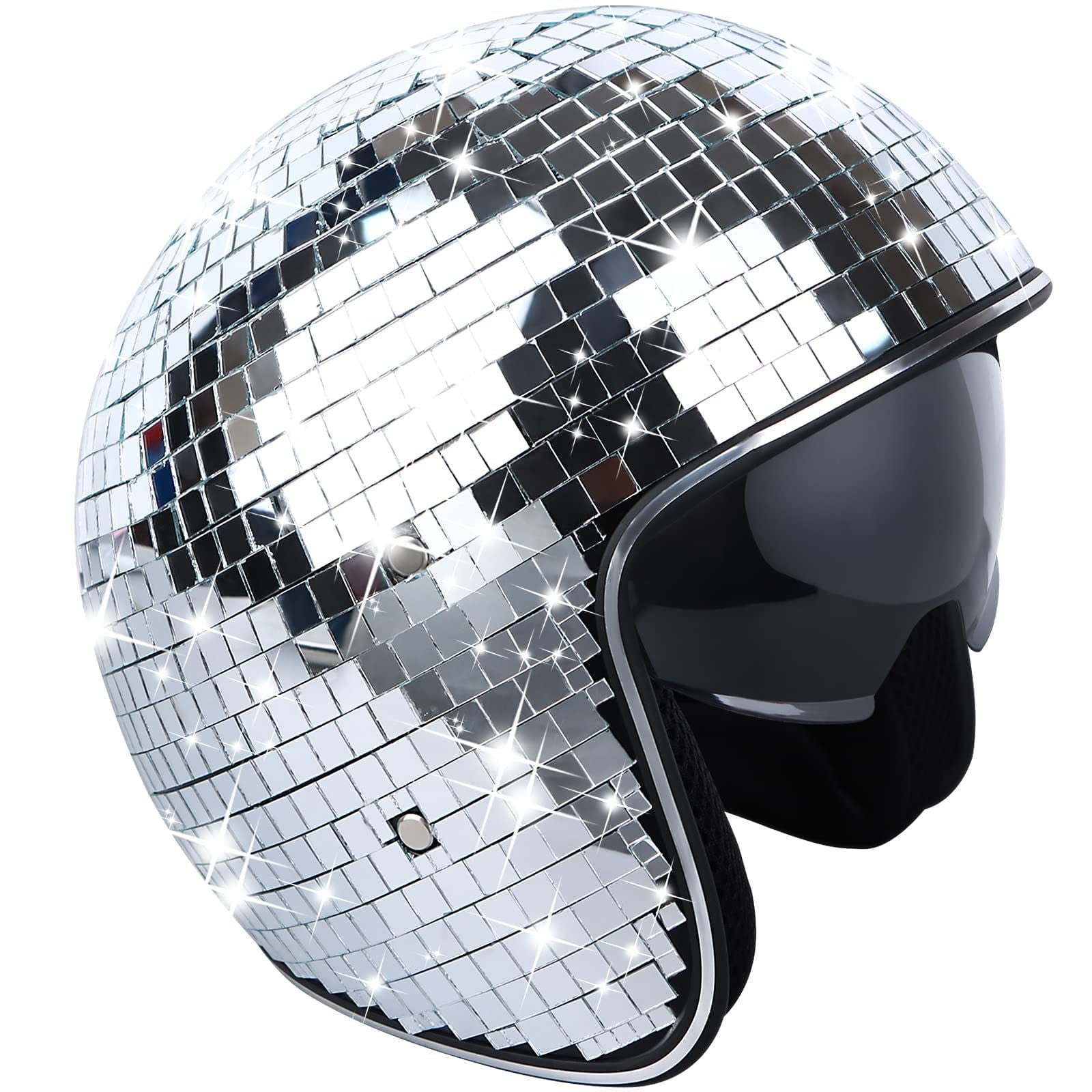Mirror Ball Helmet Blue Gray Disco Party Headgear with Retractable ...