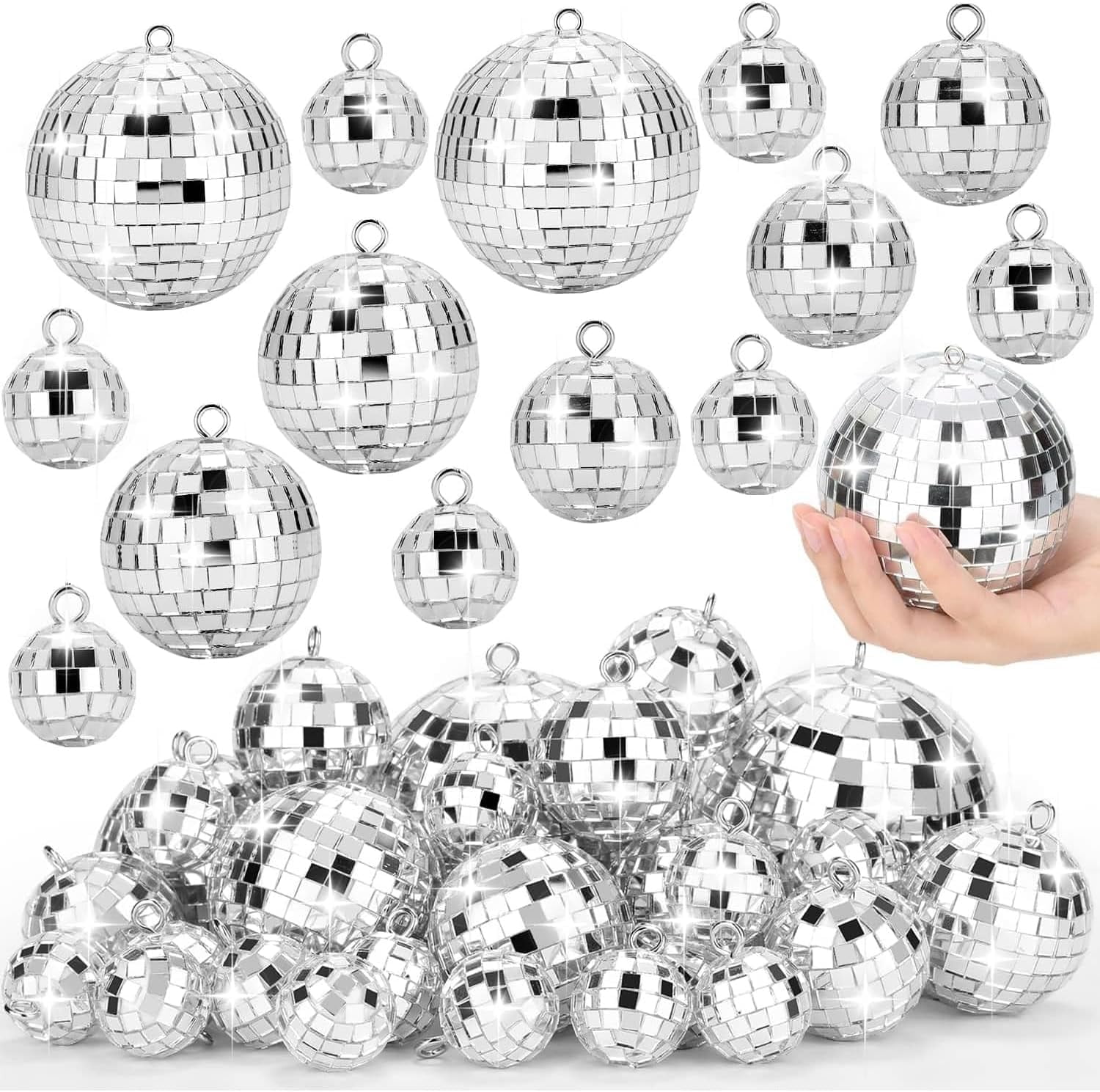 Mirror Balls Outdoor Disco Ball, Waterproof Mini Silver Hanging Small ...