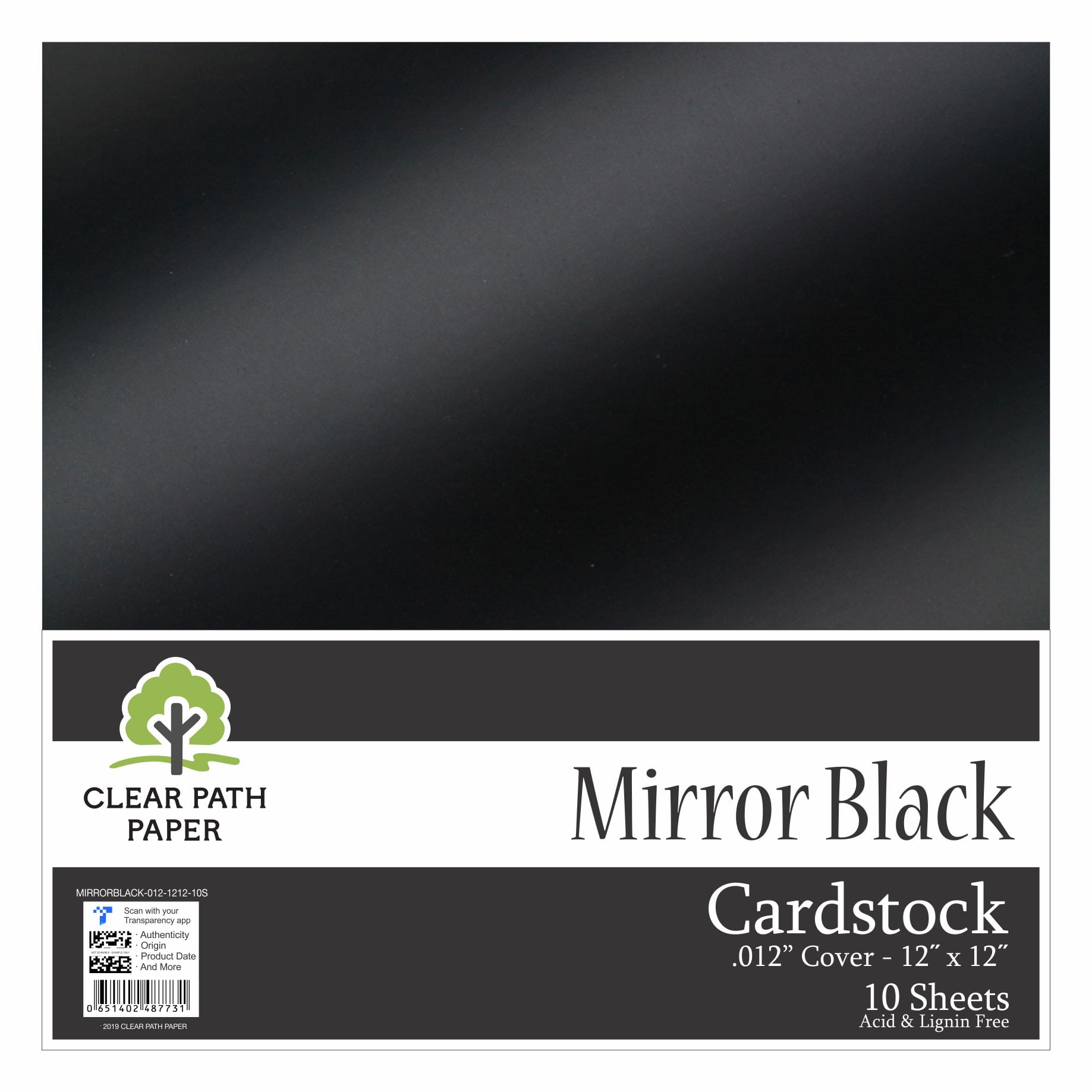 Mirror Black Cardstock - 12 x 12 inch - .012" Thick - 10 Sheets - Clear ...