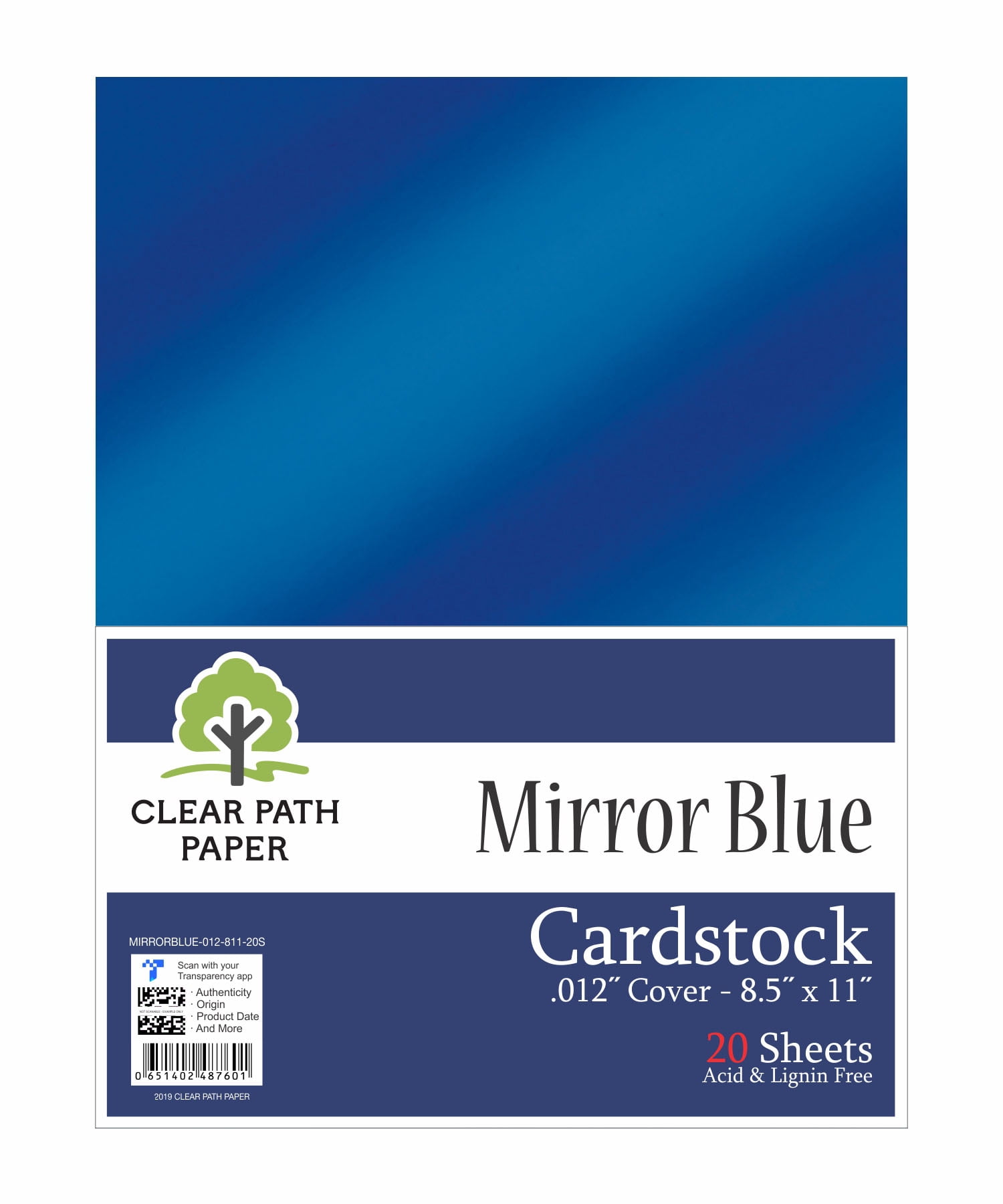 Mirror Blue Cardstock - 8.5 x 11 inch - .012" Thick - 20 Sheets - Clear ...