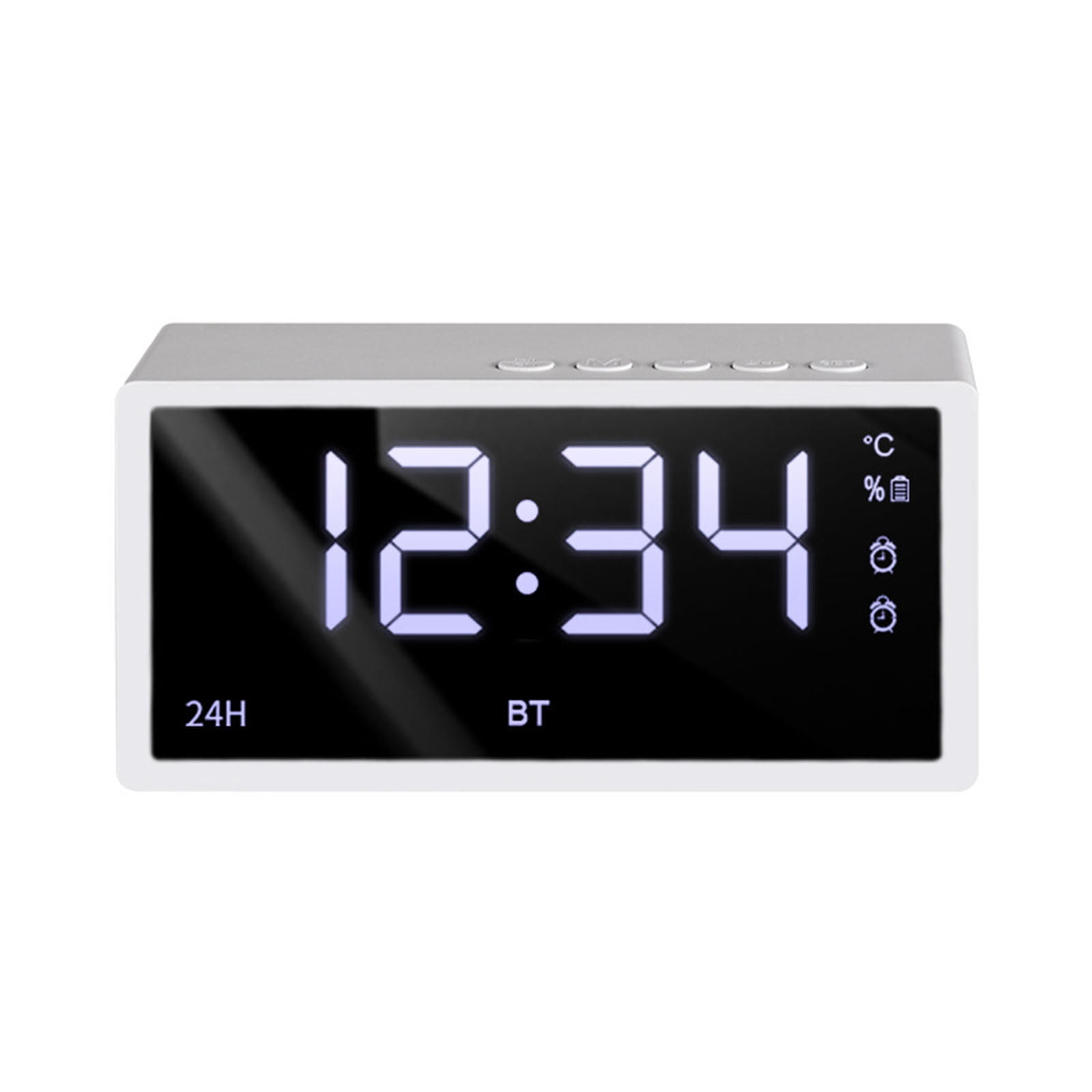Mirror Clock Bluetooth Speaker with FM Radio, SD Card Slot, Dual Alarm ...