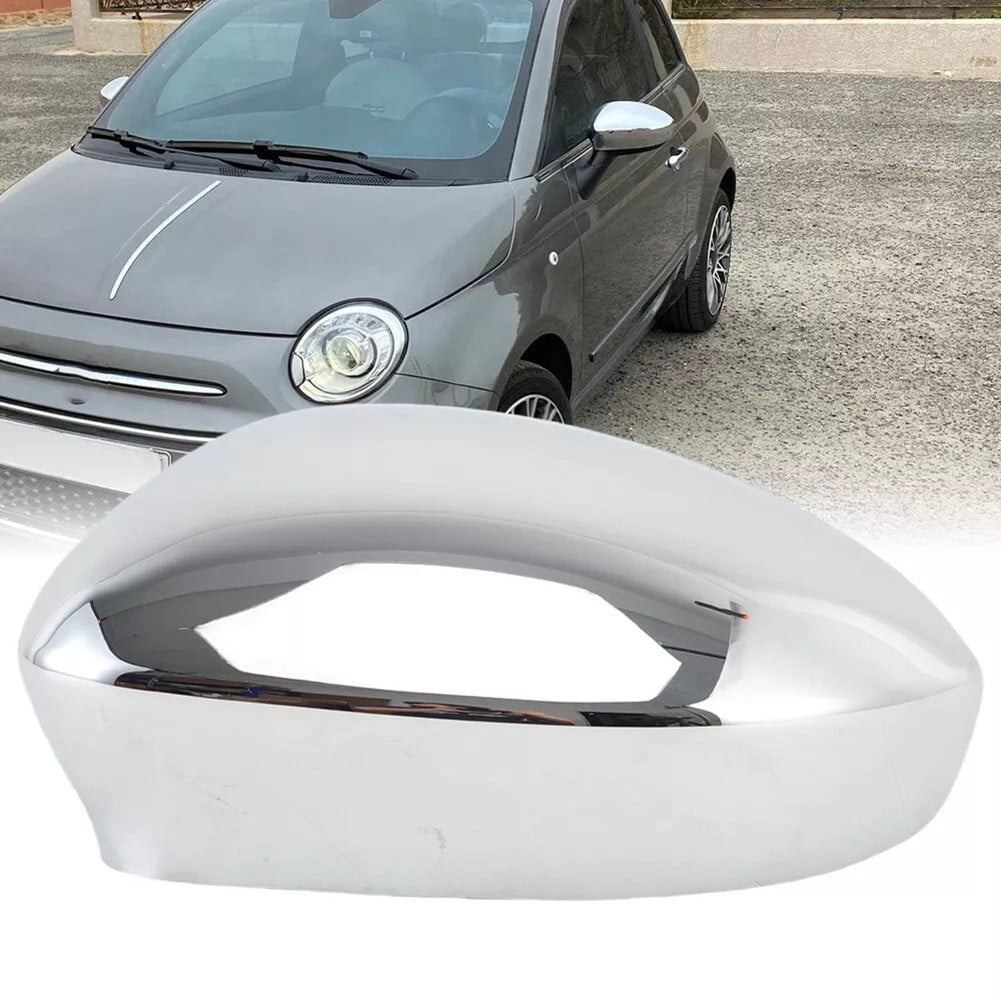 Mirror Cover Cap in Chrome Finish for Fiat 500 (2007 2024) Effective ...
