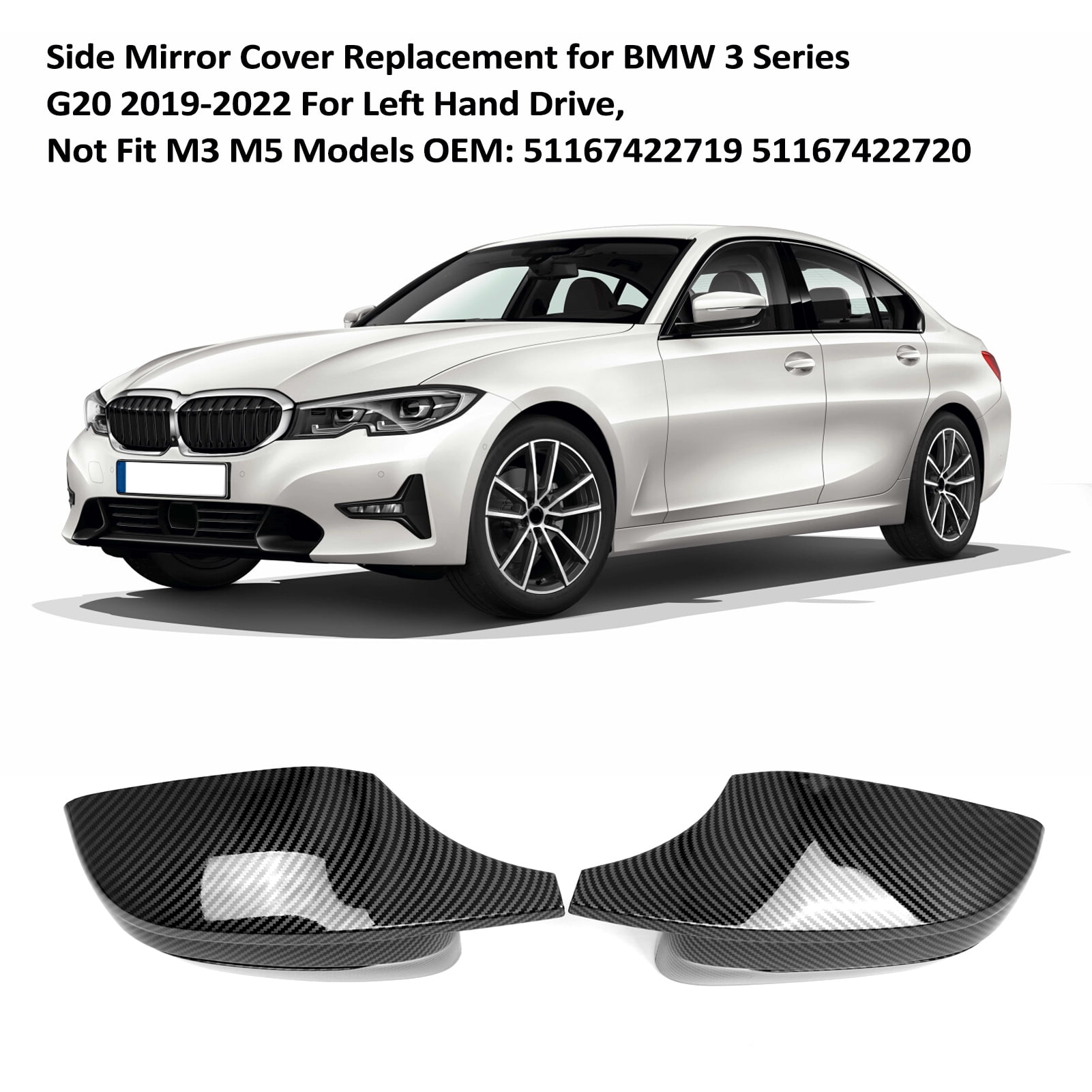 Mirror Cover,Not Fit Series 2019-2022 Left Mirror 3 Series M5 Models ...
