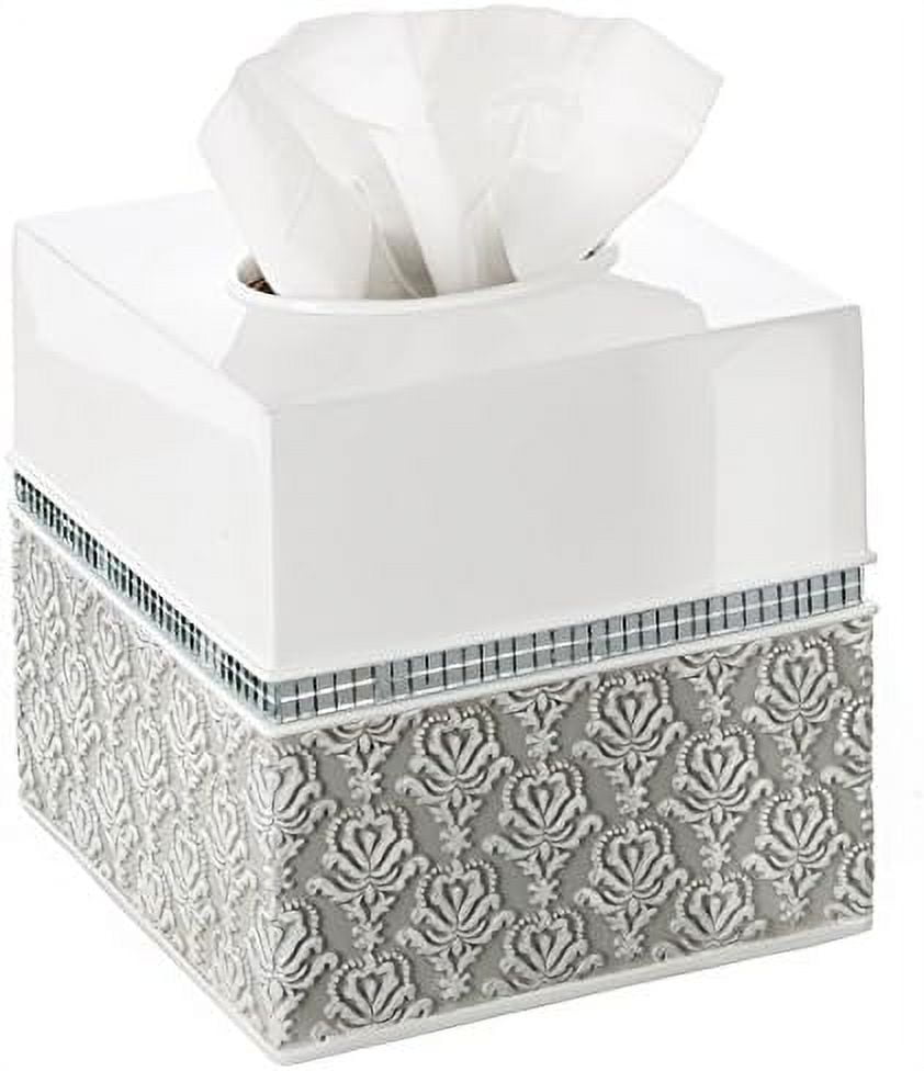 Mirror Damask Square Tissue Box Cover - Decorative Bathroom Tissues ...