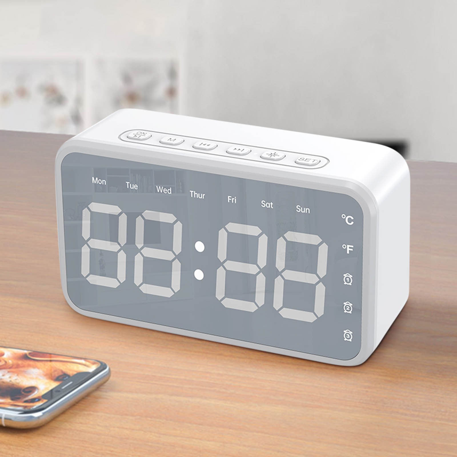 Mirror Digital Alarm Clock Wireless Bluetooth Speaker Alarm Clock Good ...