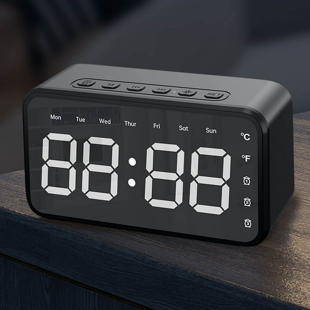 Mirror Digital Alarm Clock, Wireless Bluetooth Speaker, Dual Alarm ...