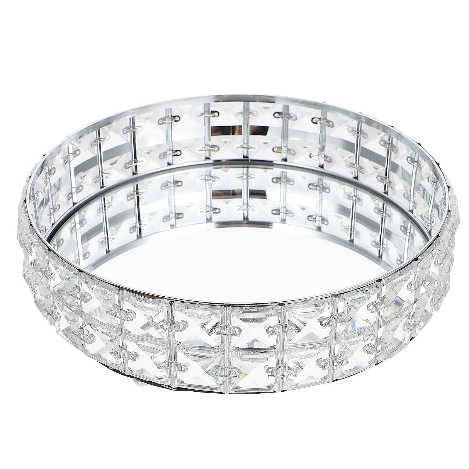 SOPOTUTU Round Mirror Tray Table Decorative Serving Dish Iron 1Set ...