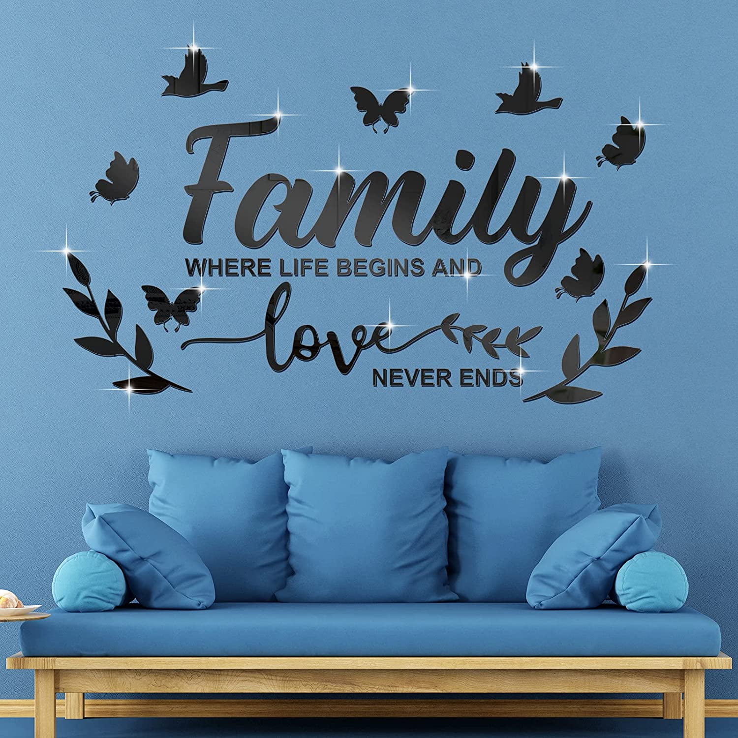 Mirror Family Wall Letter Quotes Decor 3D Acrylic Wall Decal Stickers ...