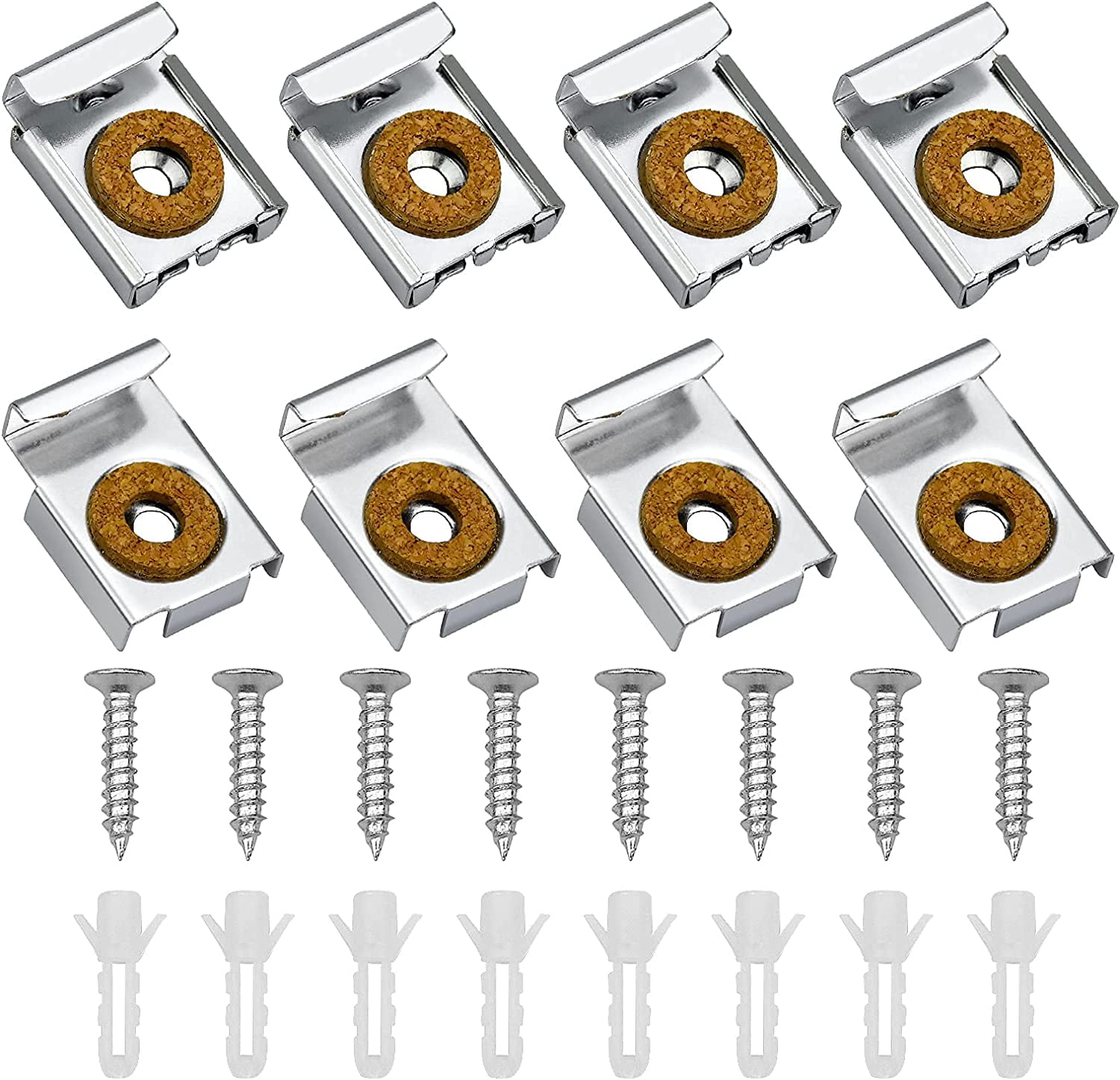 Mirror Fixings,2 Set Spring Loaded Mirror Hanger Clips Stainless Steel ...