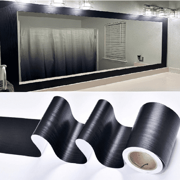 MAOQIAN 11 Yard Black Mirror Border Peel and Stick Black Wood Grain ...