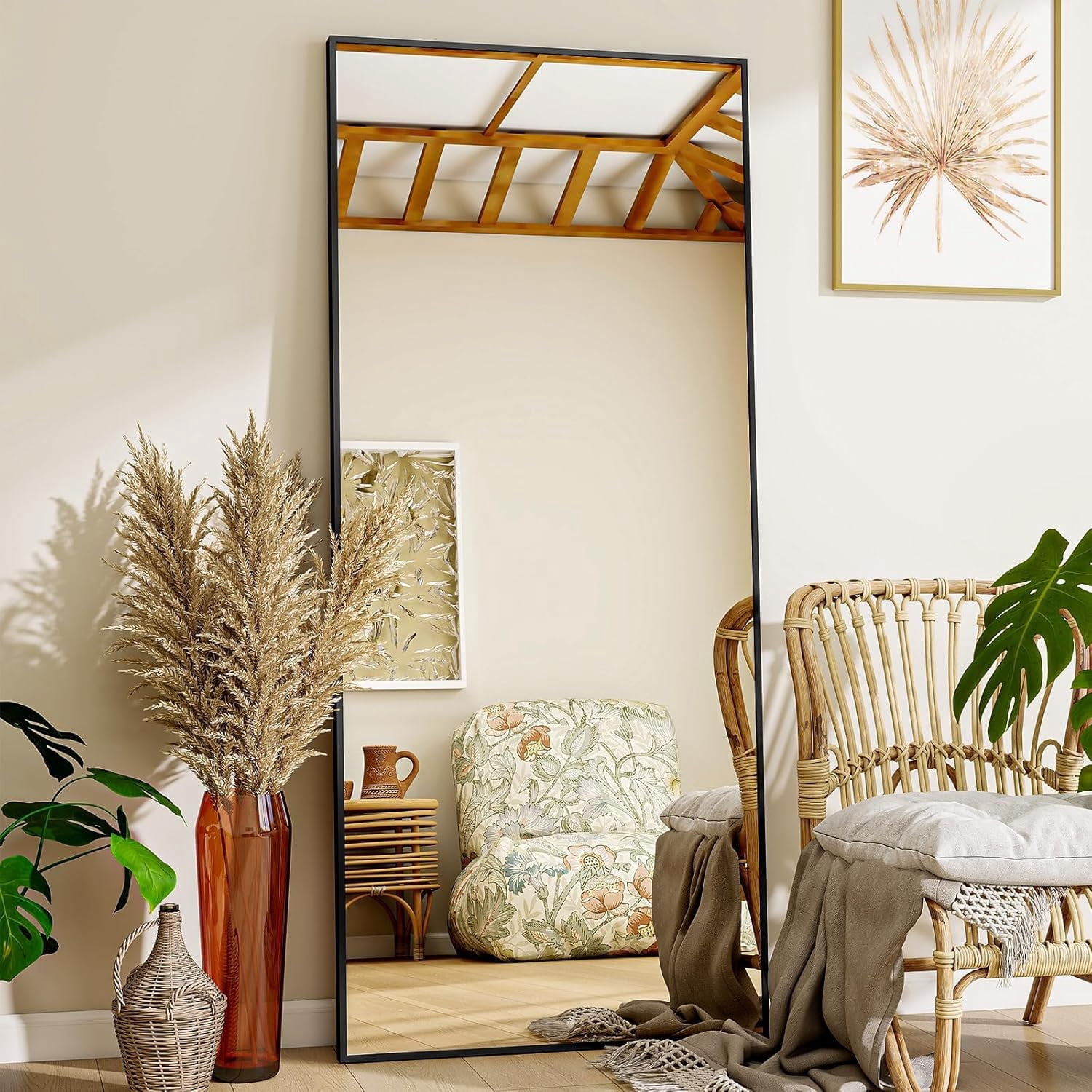 Mirror Full Length - 21" x 57" Floor Mirror with Stand, Aluminum Alloy ...