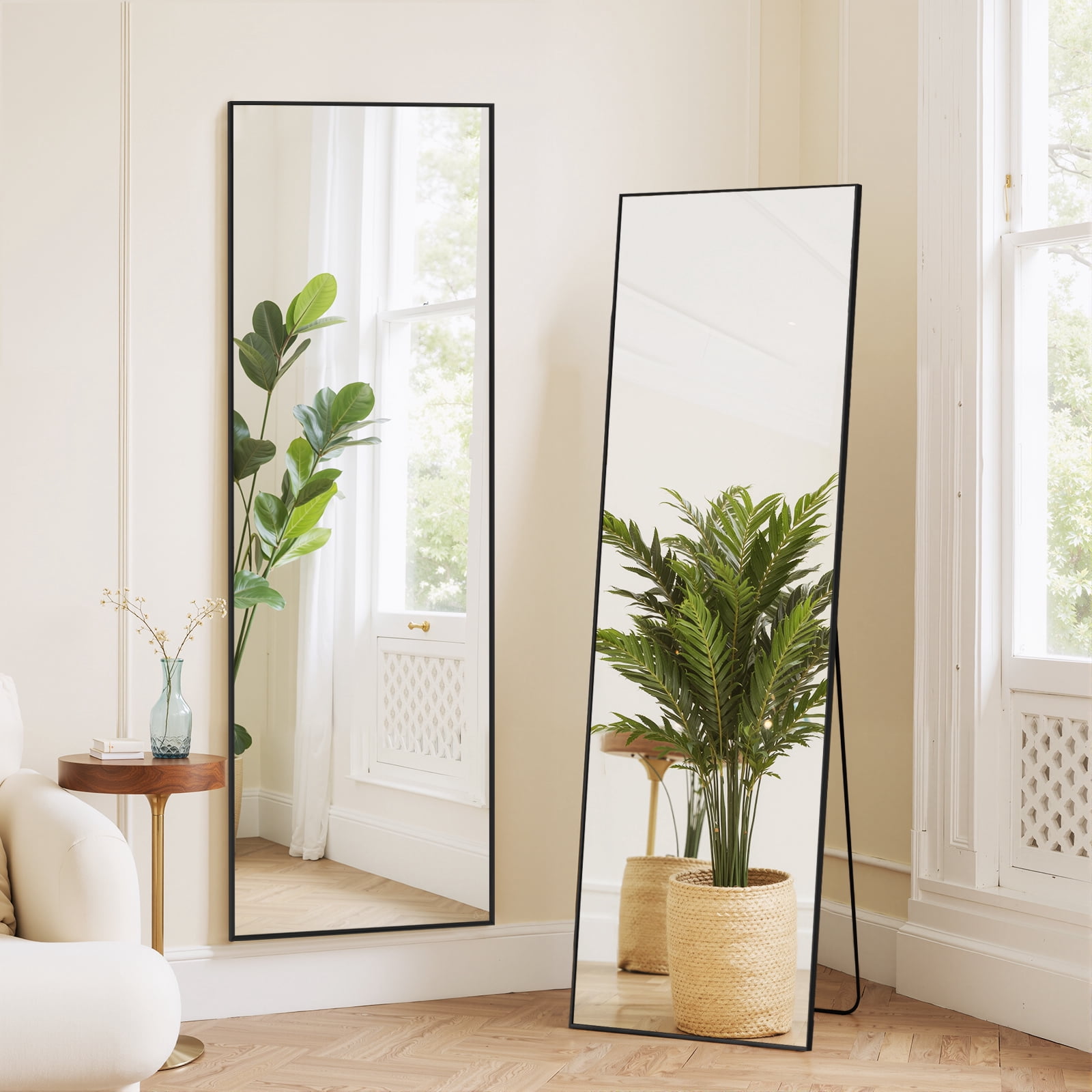 Mirror Full Length, 59"x16" Floor Mirror with Stand, Aluminum Alloy ...