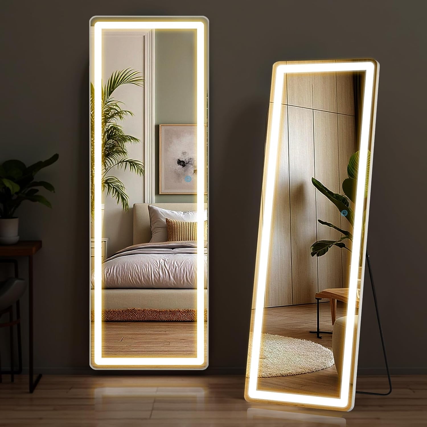 Mirror Full Length with LED Lights, 64"x21" Full Body Wall Mirrors ...