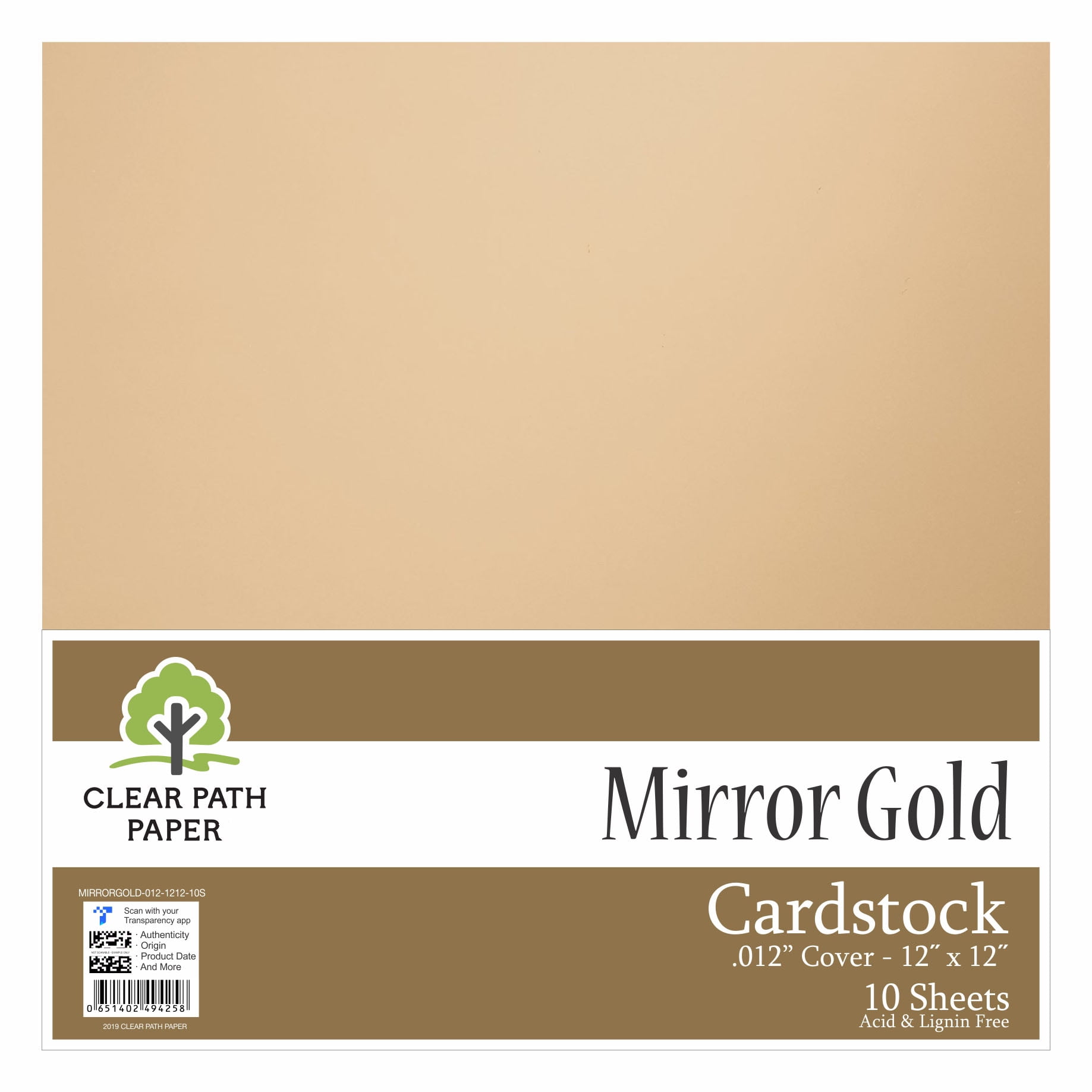 Mirror Gold Cardstock - 12 x 12 inch - .012" Thick - 10 Sheets - Clear ...