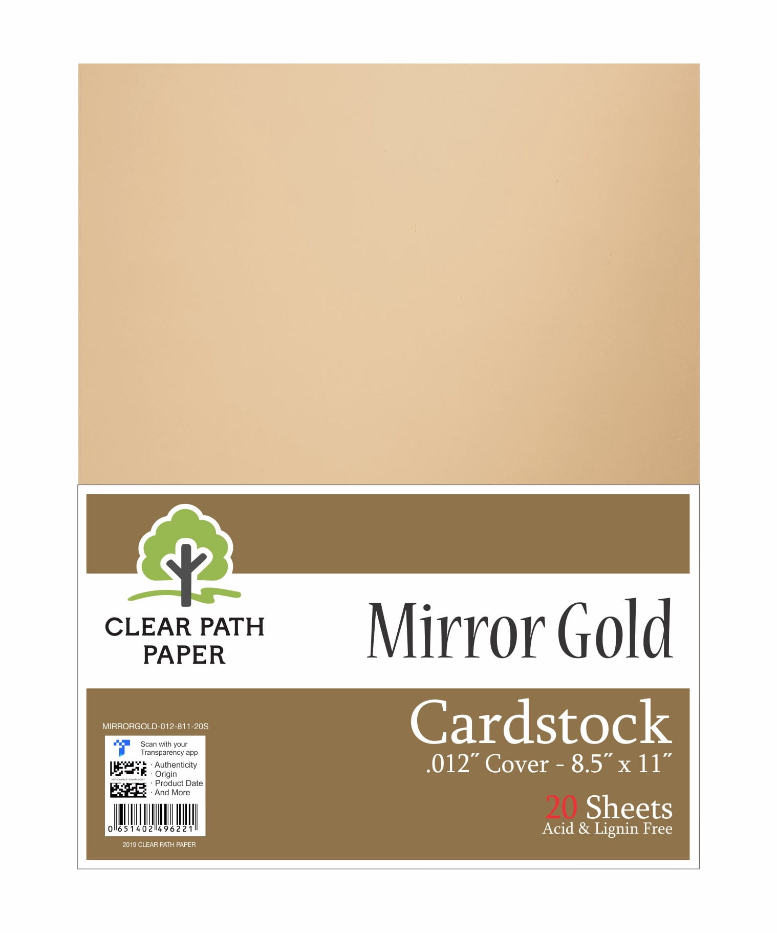 Mirror Gold Cardstock - 8.5 x 11 inch - .012" Thick - 20 Sheets - Clear ...