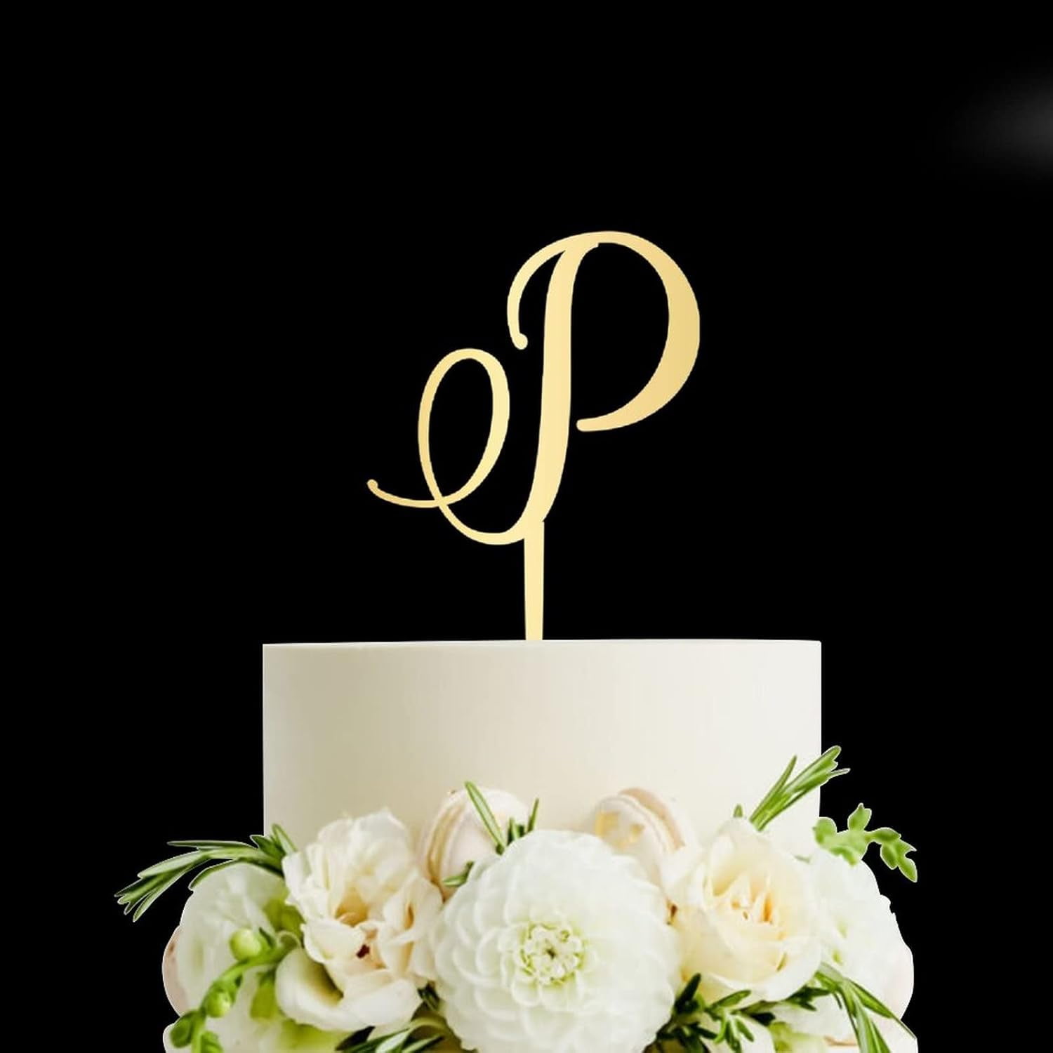 Mirror Gold Initial Letter P Wedding Cake Topper,Custom Any Letter ...