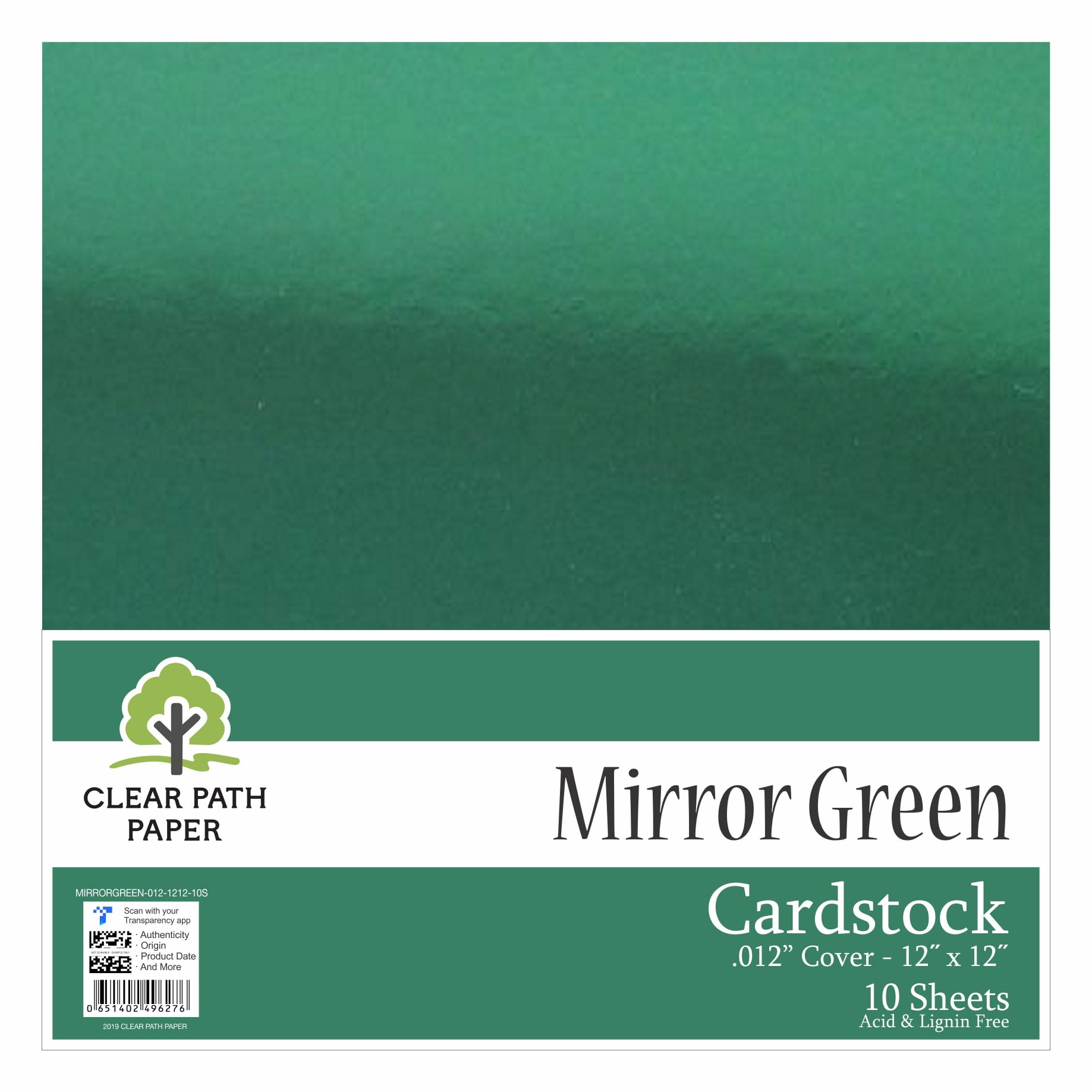 Mirror Green Cardstock - 12 x 12 inch - .012" Thick - 10 Sheets - Clear ...