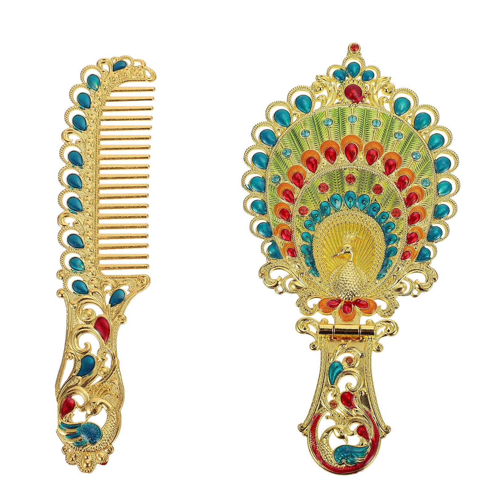 1 Set Fashionable Handheld Cosmetic Mirror with Comb Retro Design for ...