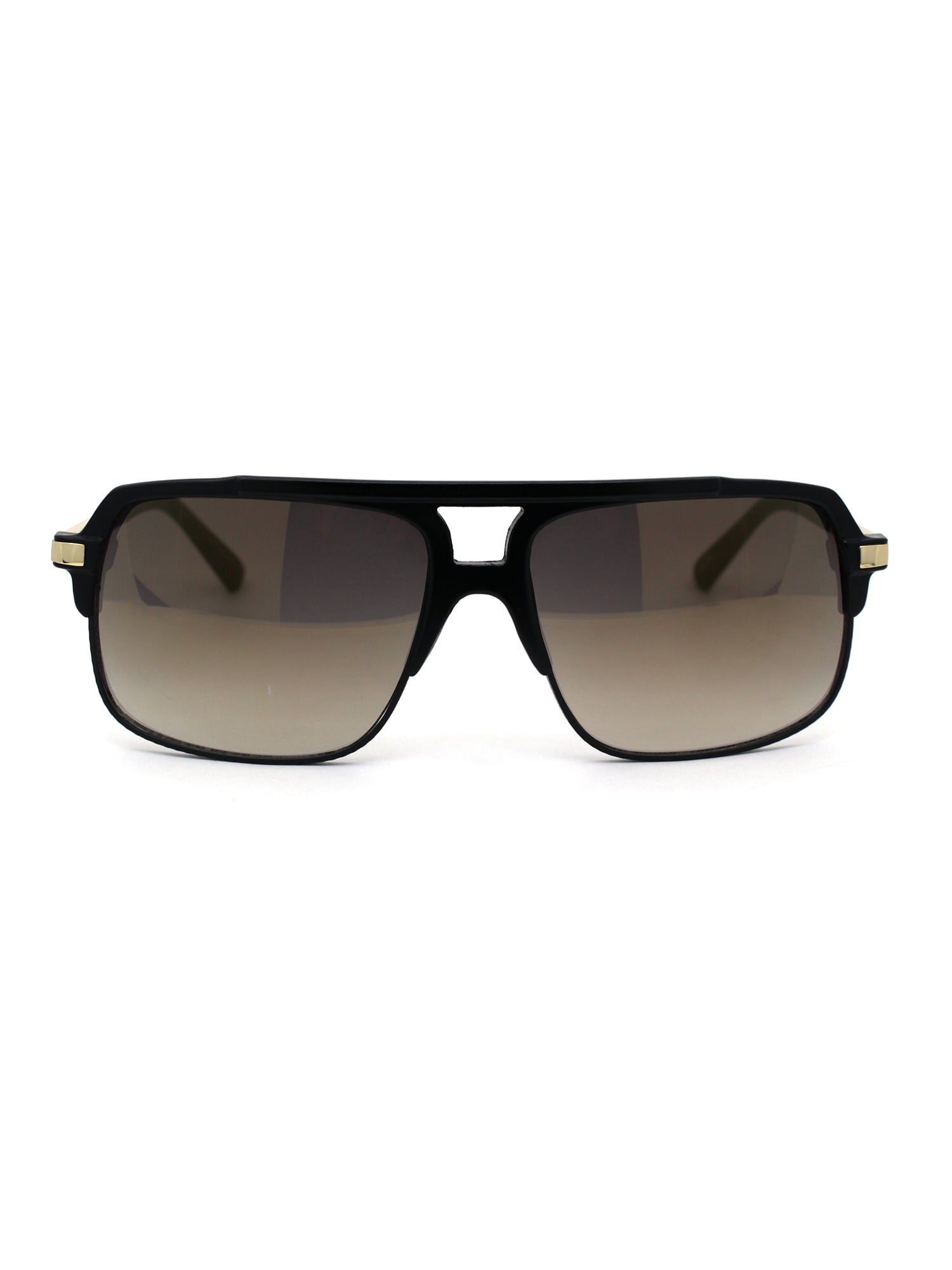 Mirror Lens Half Rim Plastic Racer Mobster Sunglasses Matte Black Gold ...