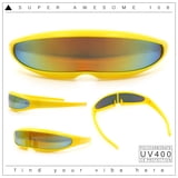 Mirror Lens Monolens Cyclops Robotic Futuristic Sunglasses Yellow ...