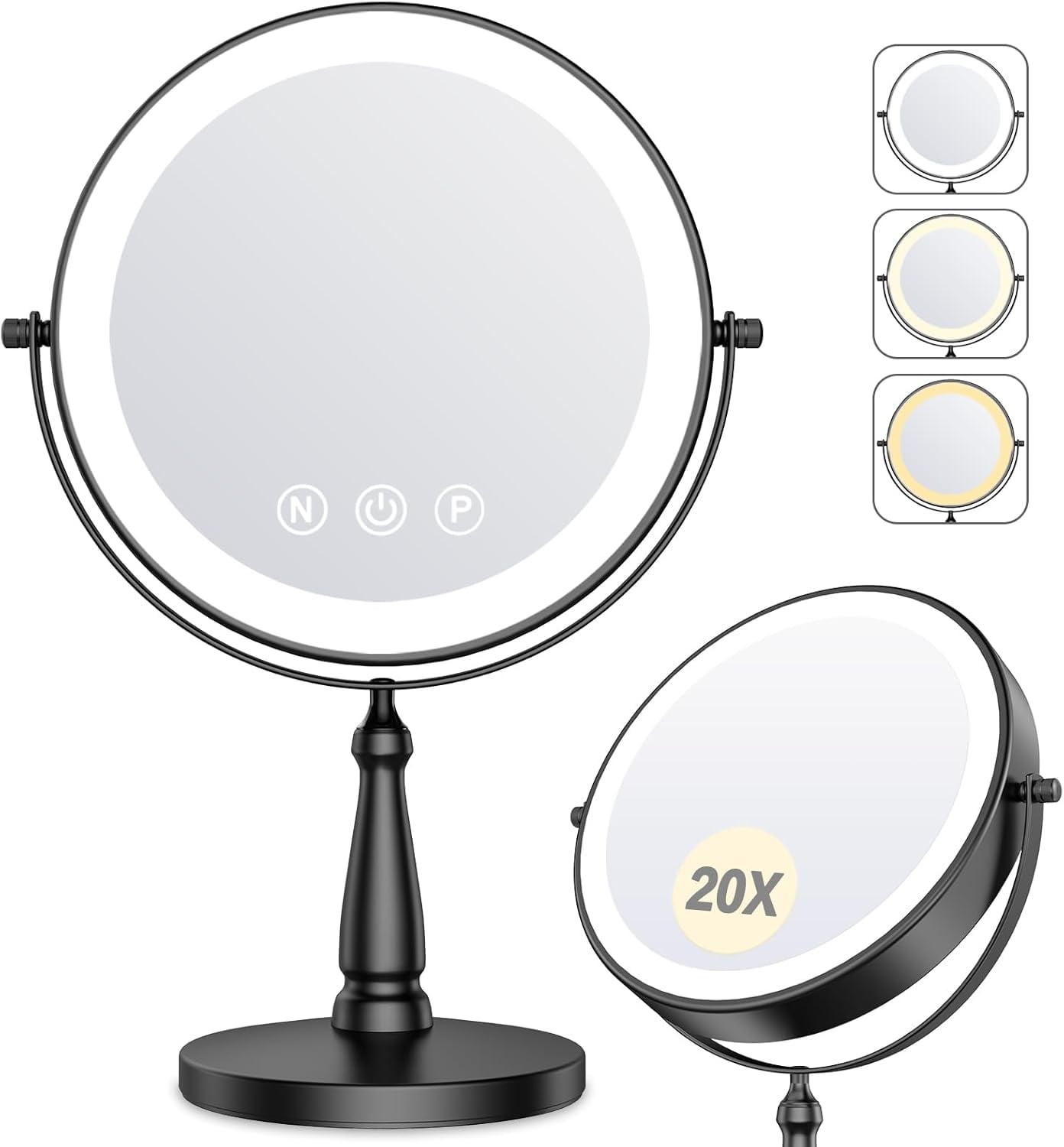Mirror with Light, Makeup Mirror with Lights and Magnification 20X, 9 ...