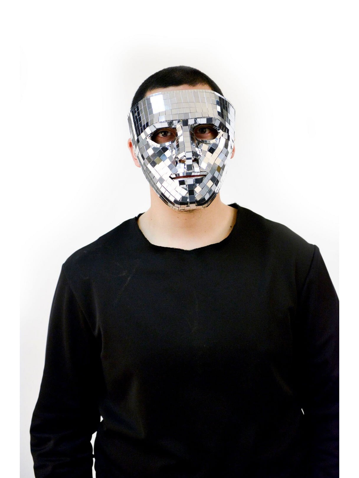 Adults Reflective Mirror Evil Villain Robot Mask Costume Accessory ...