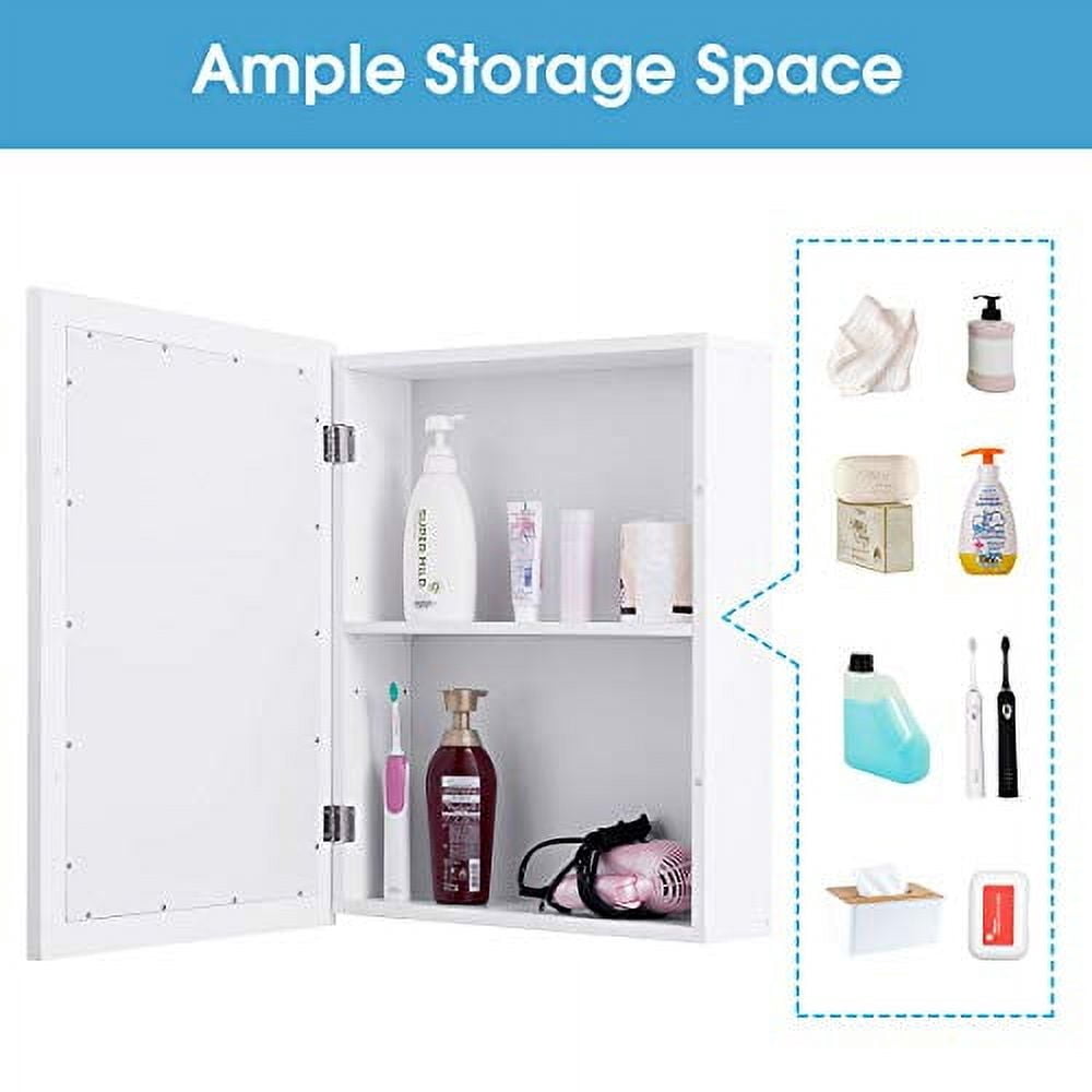 Mirror Medicine Cabinet with a Single Door and an Inner Adjustable ...