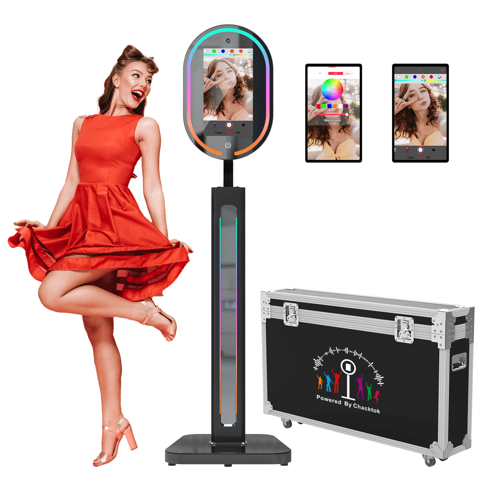 Mirror Photo Booth with 15.6" Touch Screen, 1200W Selfie Camera Window ...