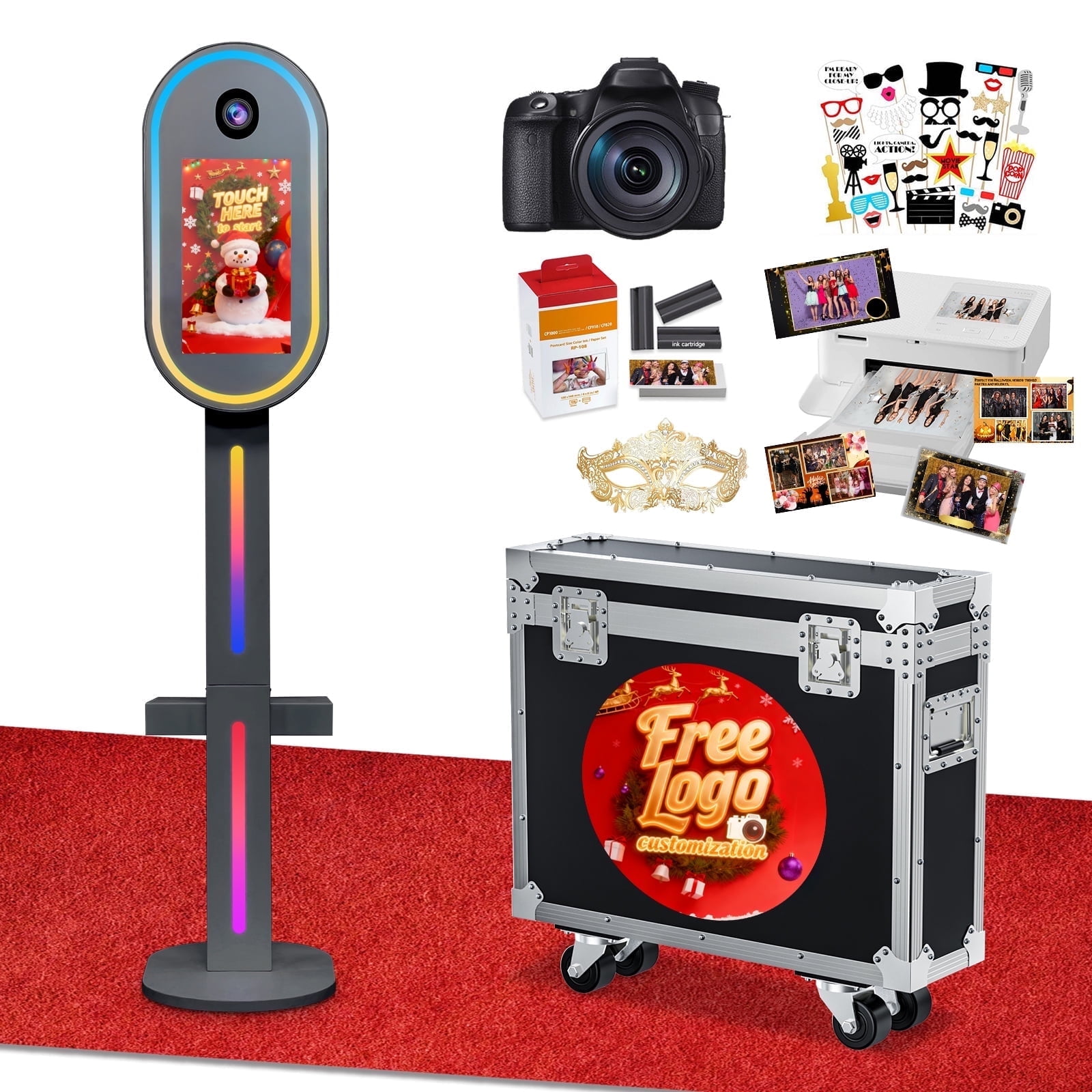 Mirror Photo Booth with Camera and Printer, DSLR Photo Booth with 15.6 ...