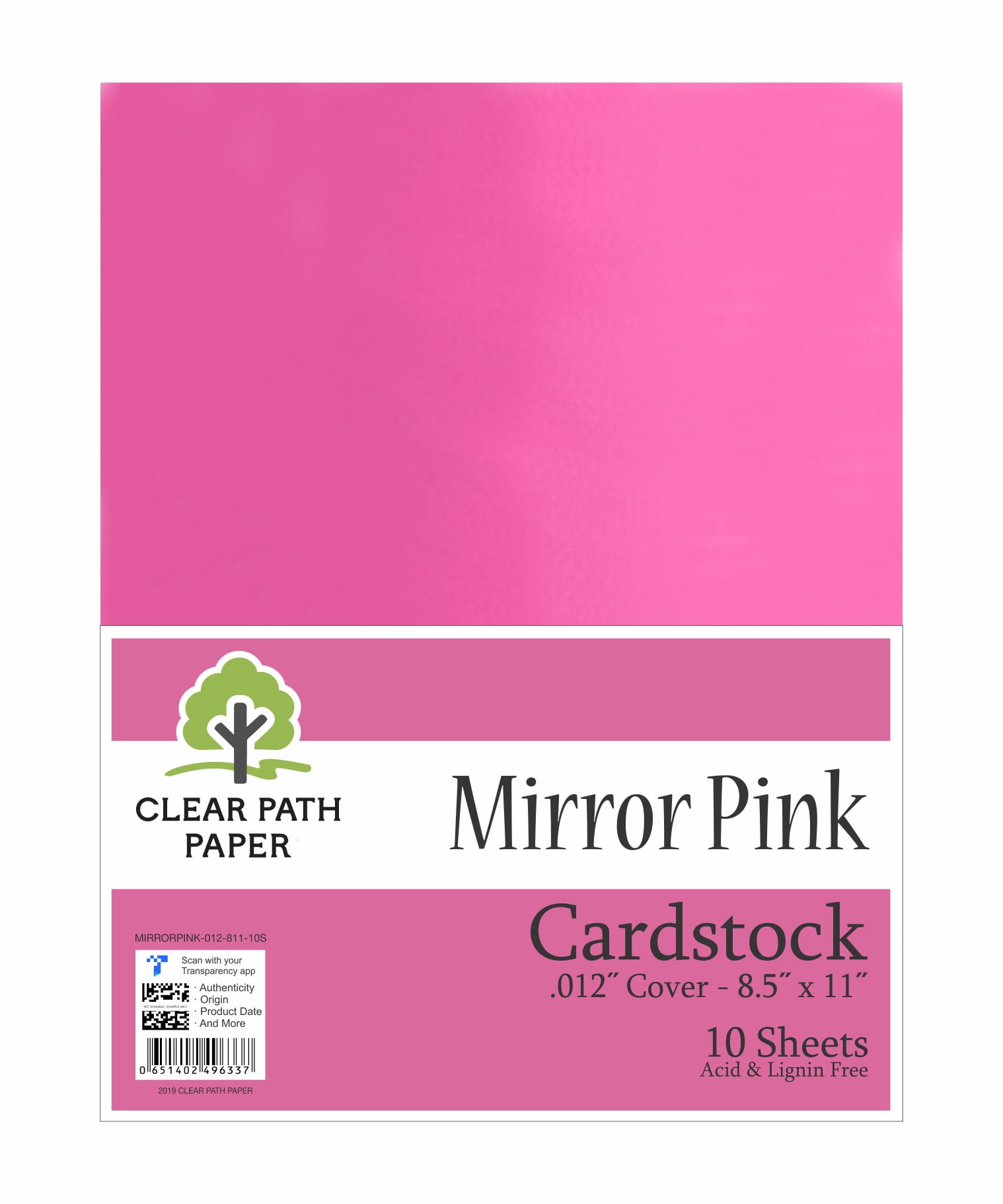 Mirror Pink Cardstock - 8.5 x 11 inch - .012" Thick - 10 Sheets - Clear ...