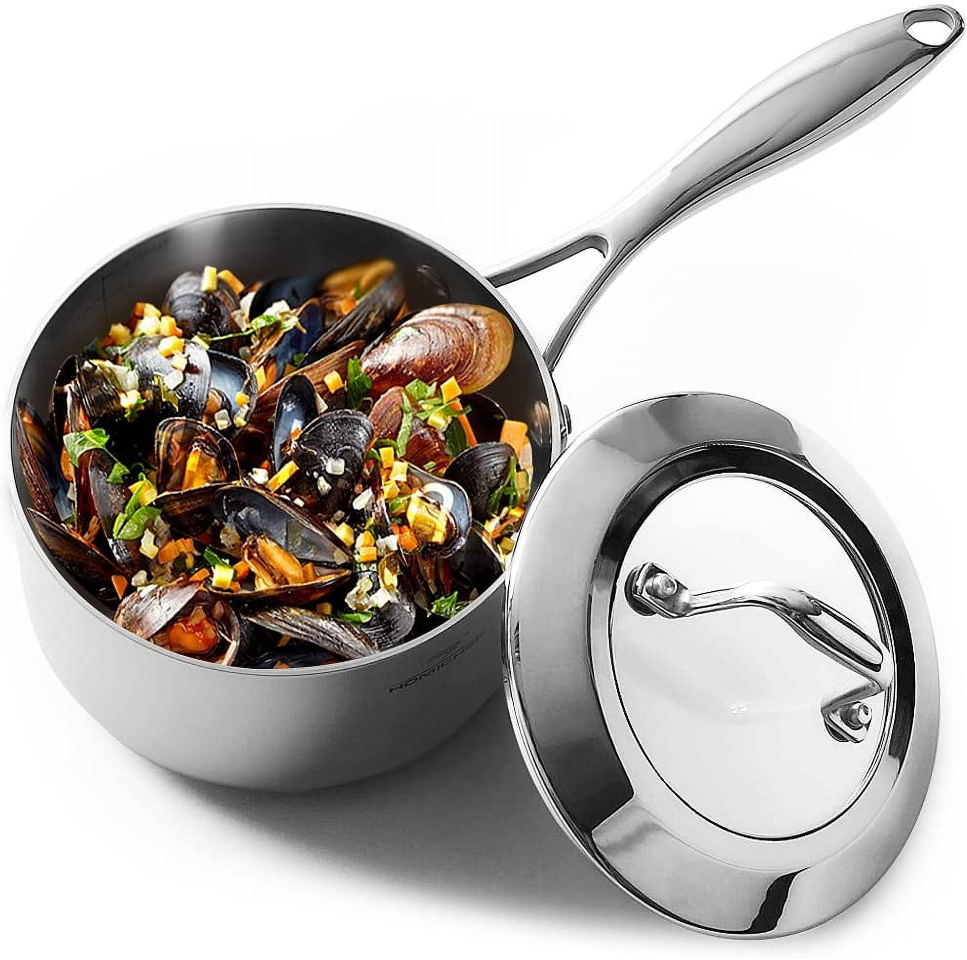 Mirror Polished NICKEL FREE Stainless Steel 1.75 QT(Quart) Sauce Pan ...