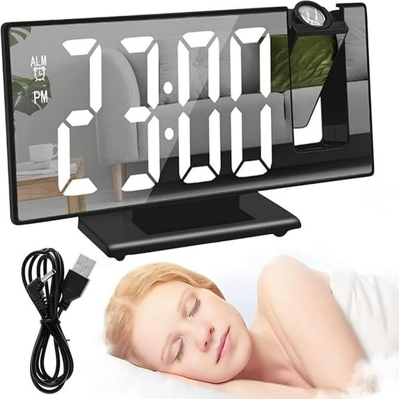 Mirror Projection Alarm Clock, LED Mirror Digital Alarm Clocks ...