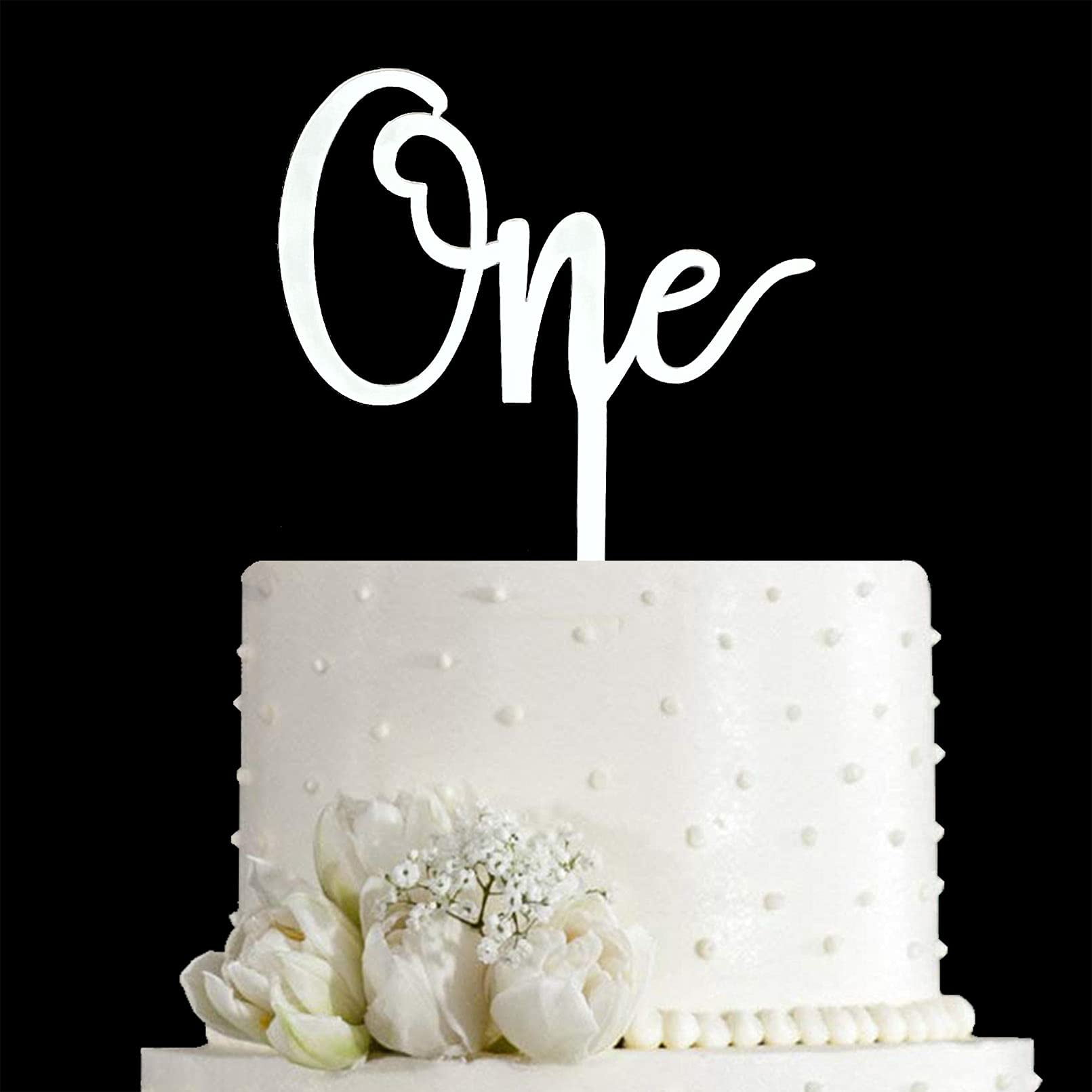 Mirror Silver Number One Cake Topper COC1Decoration, 1st Birthday Cake ...