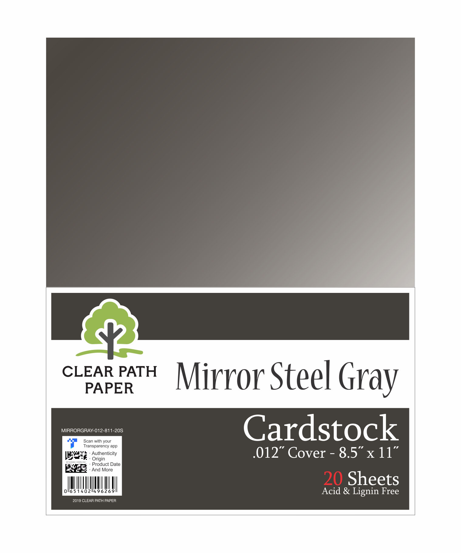 Mirror Steel Gray Cardstock - 8.5 x 11 inch - .012" Thick - 20 Sheets ...
