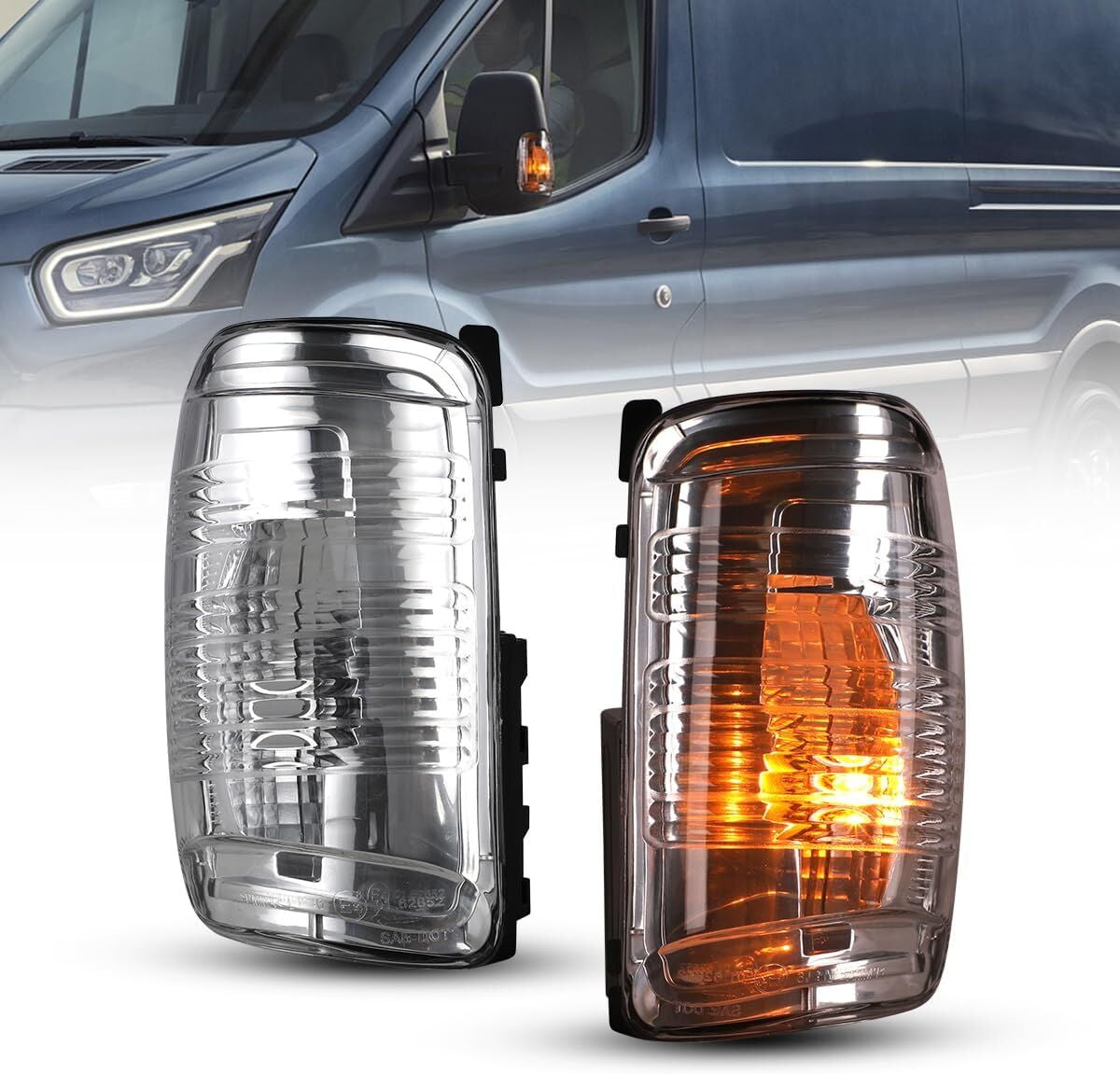 Mirror Turn Signal Light Cover for 2015-2022 Ford Transit 150/250/350 ...