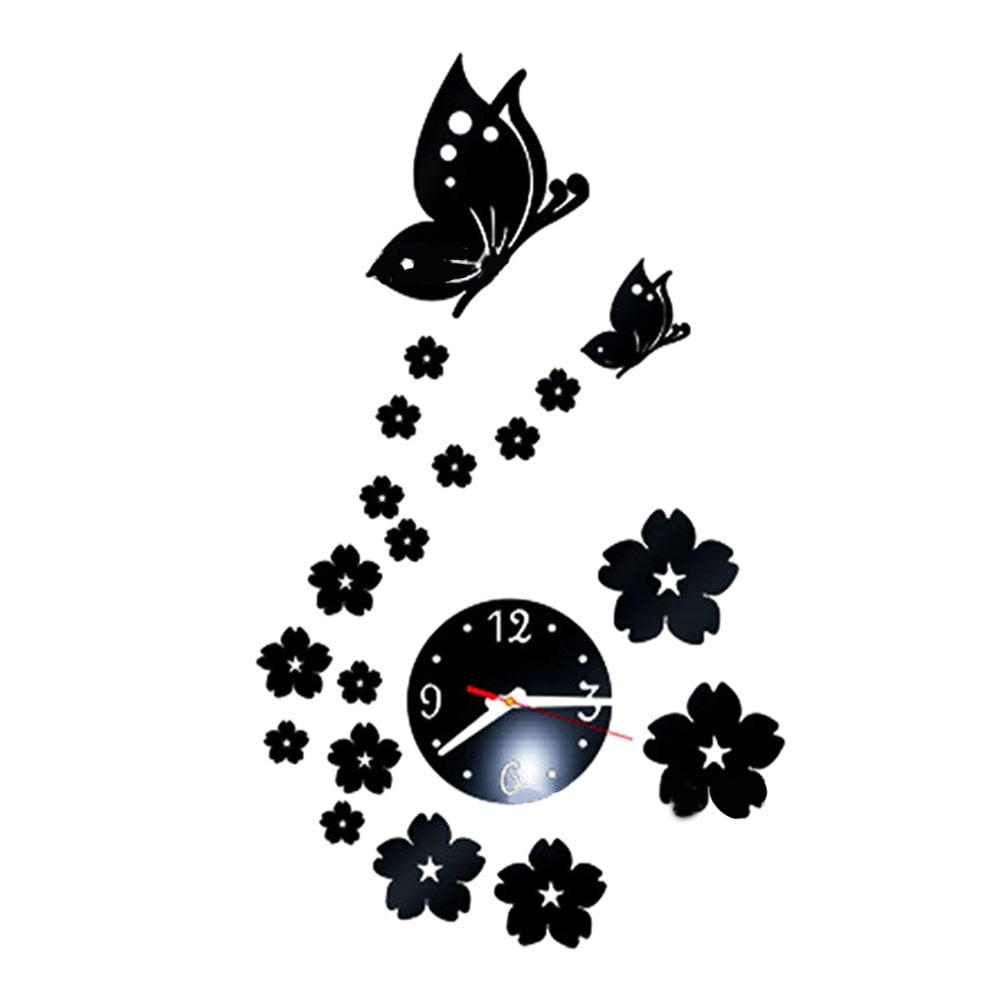 Mirror Wall Clock Wall Sticker, 3D Acrylic Sticker Quartz Wall Crystal ...