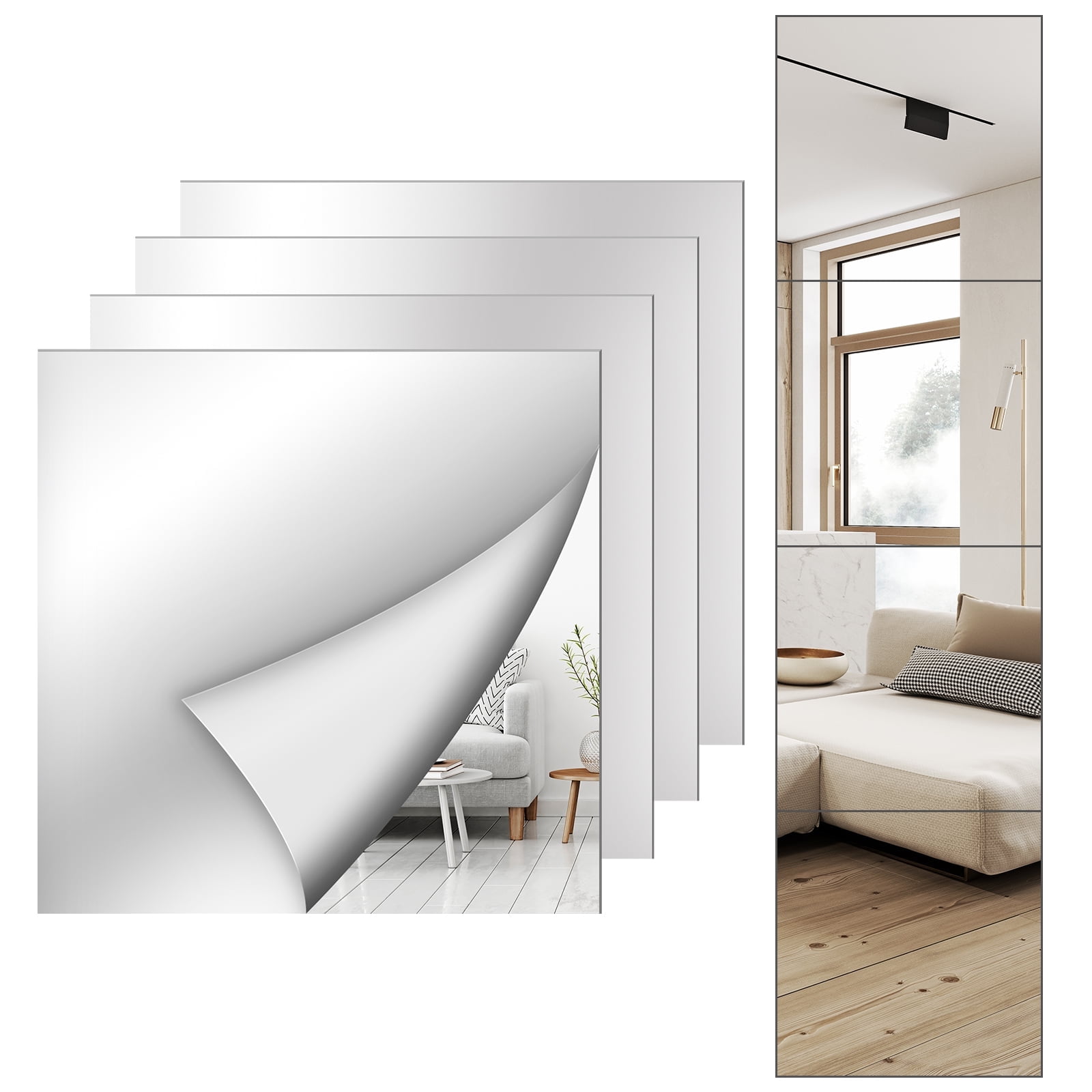 Mirror Wall Full Length,12X12 Inch Unbreakable Mirror Tiles for Bedroom ...