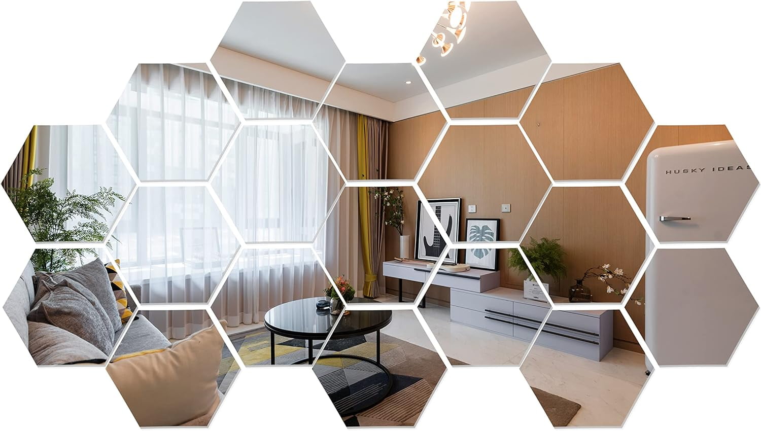 Mirror Wall Stickers, 32 Hexagon Acrylic Mirror Art DIY Home Decorative ...