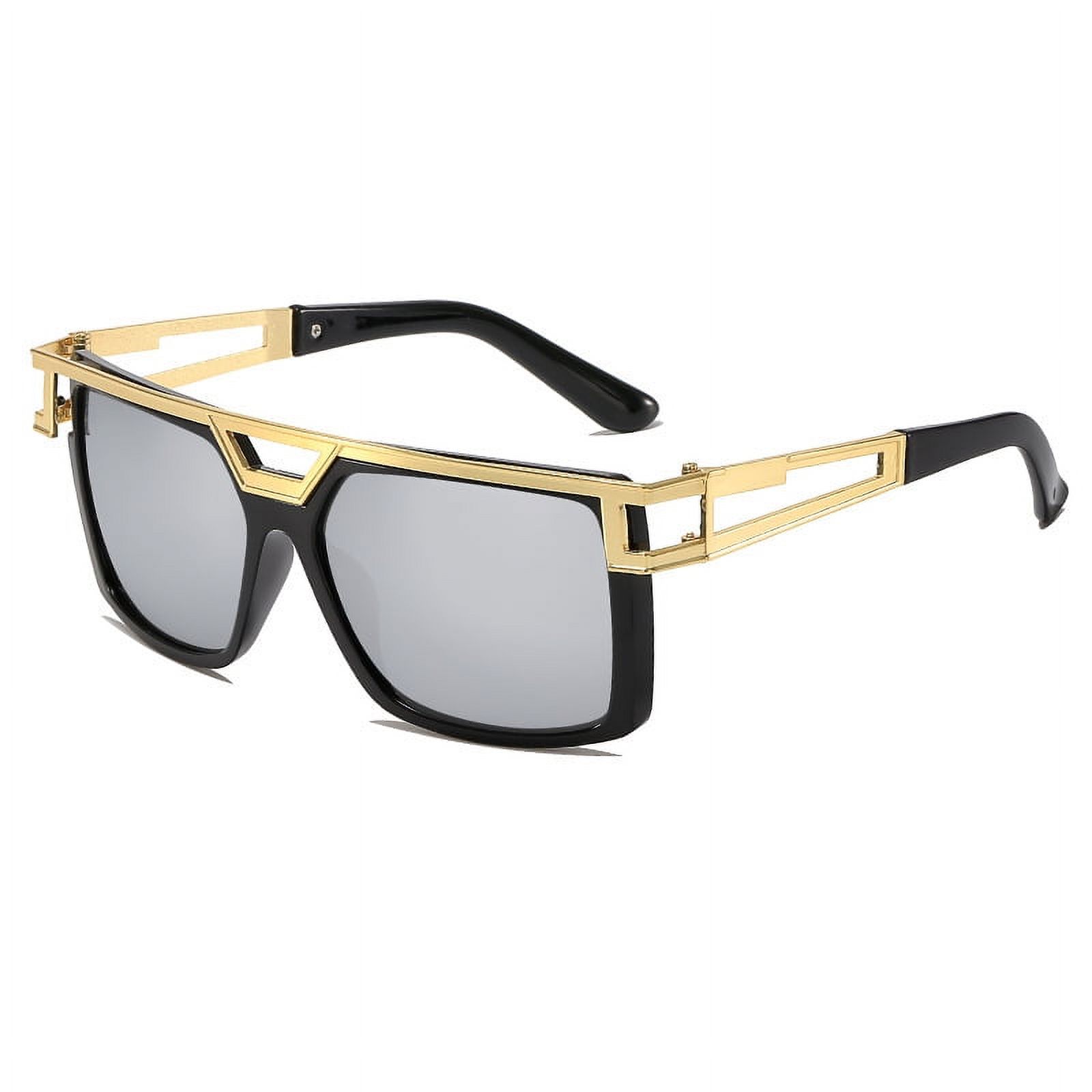 Mirror double bridge large frame men's and women's sunglasses White ...