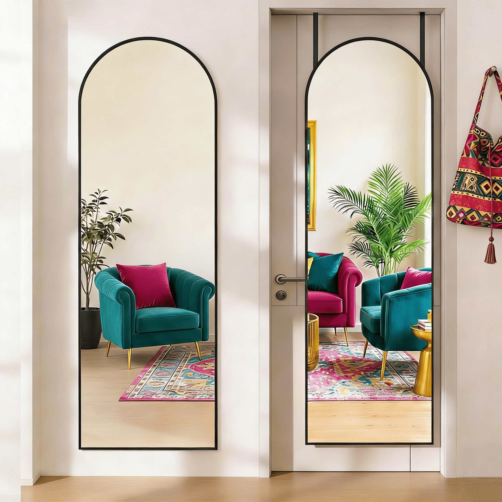 Mirror over the Door‌, 47x14 Arch Full Length Mirror for Hanging or ...