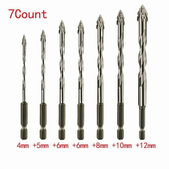 MirrorZone Masonry Drill Bit Set,7 Count Sawtooth Eccentric Drill Bit ...