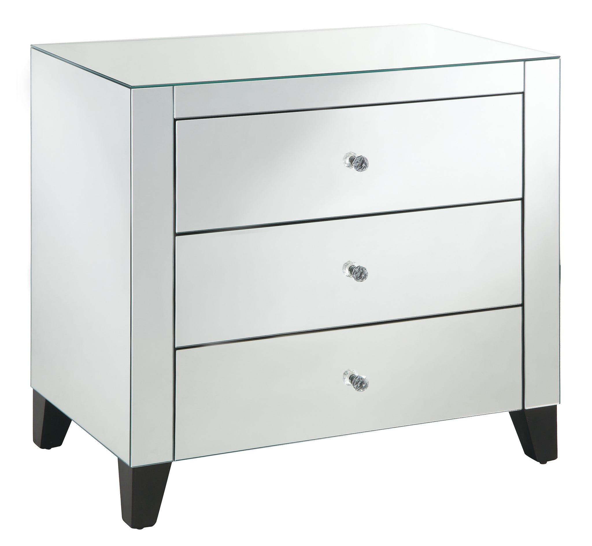 Mirrored 3-Drawer Chest w/Clear Drawer Pulls, Black Legs - Walmart.com