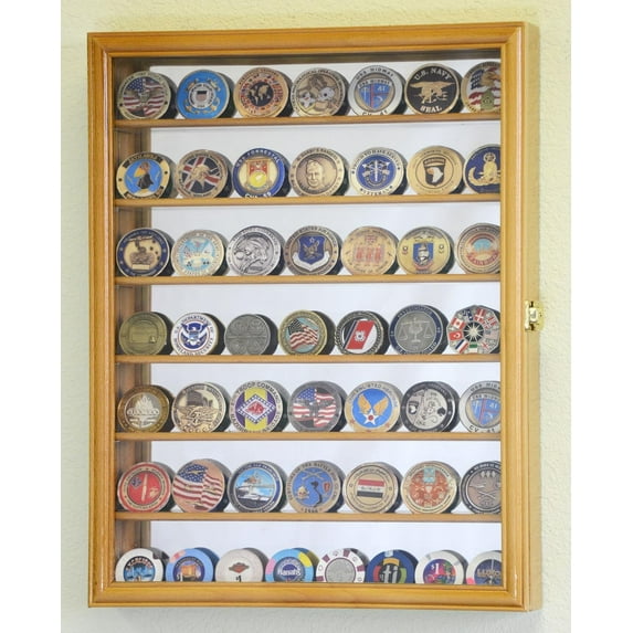 Mirrored Back Challenge Coin Display Case Cabinet Holders Rack w/UV ...