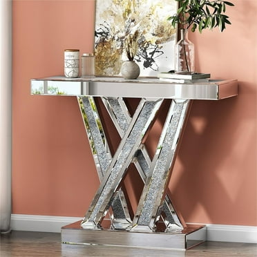 Tribesigns Mirrored Console Table, Modern Silver Entryway Table with ...