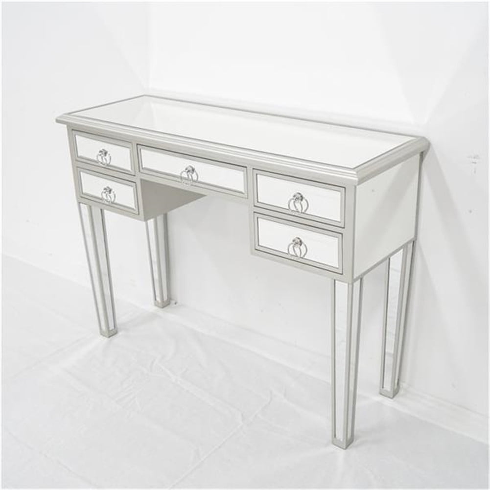 Mirrored Desk Vanity Table With 5 Drawers For Home Bedroom Storage ...