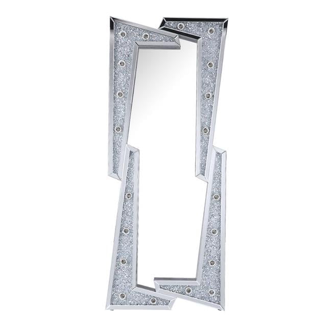Mirrored & Faux Diamonds Floor Accent Contemporary Mirror, Silver - 63 ...